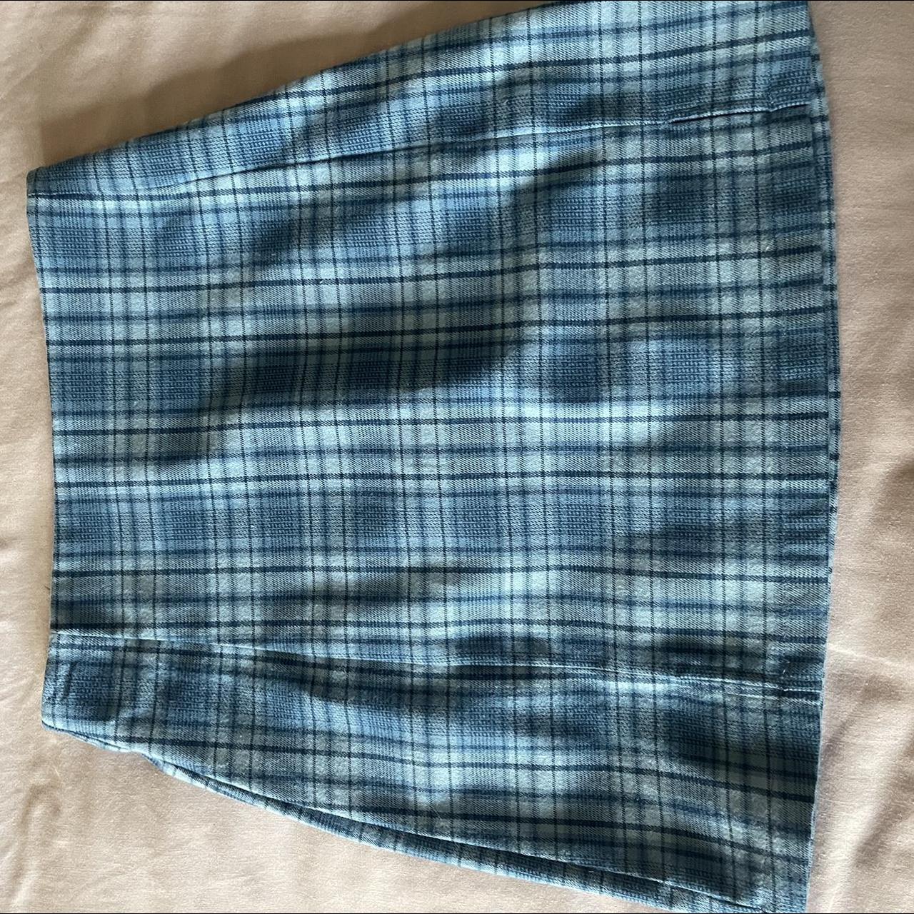 Brandy Melville blue checkered skirt one size - Depop
