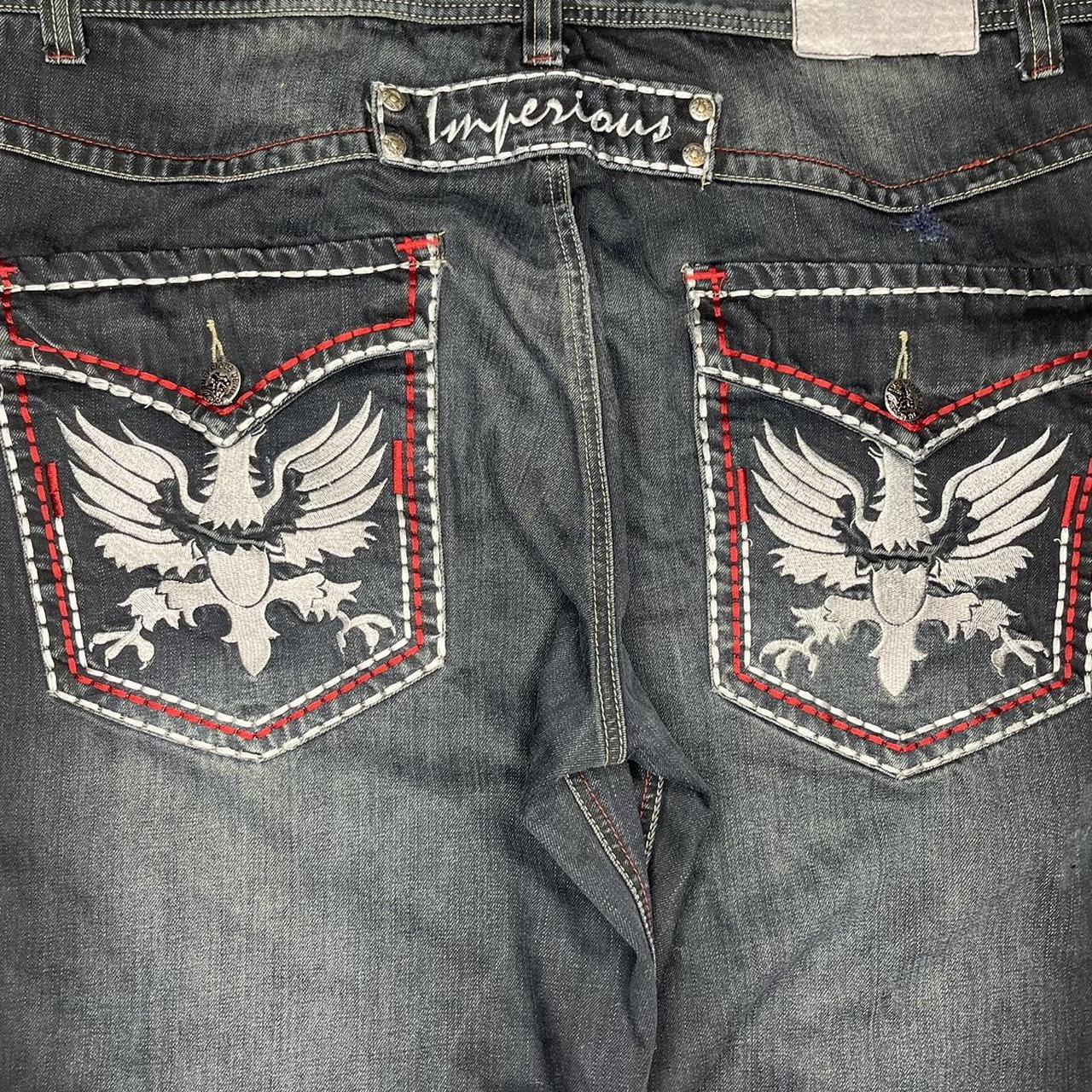 Imperious Delf baggy embroidered jeans Glue stain... - Depop