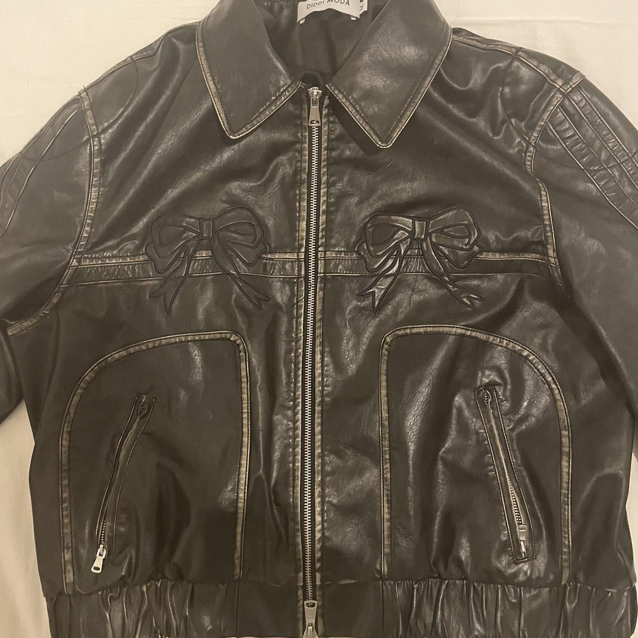 Diddi Moda leather jacket, so cute on size medium... | Depop