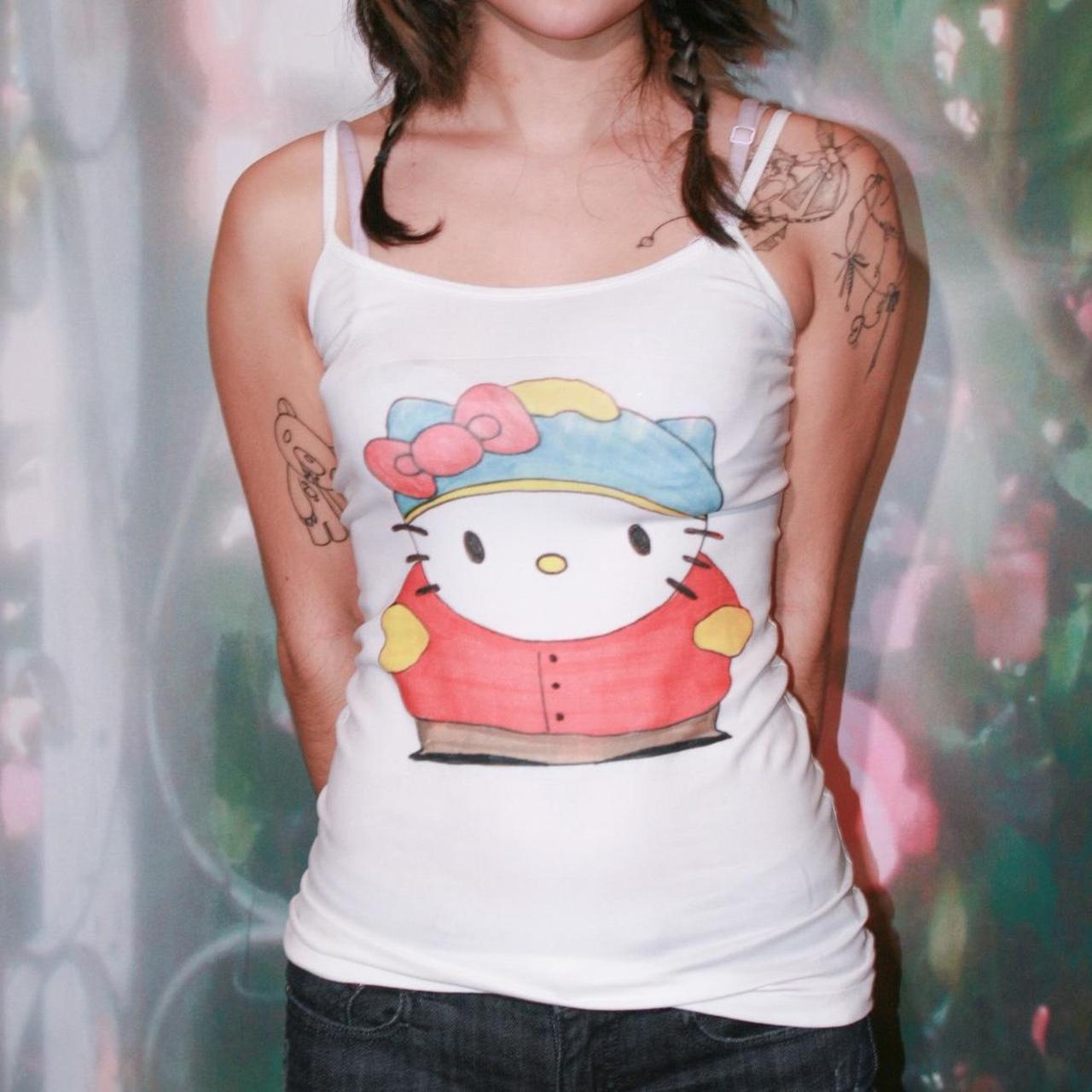 South Park hello kitty tank hand printed Original... - Depop
