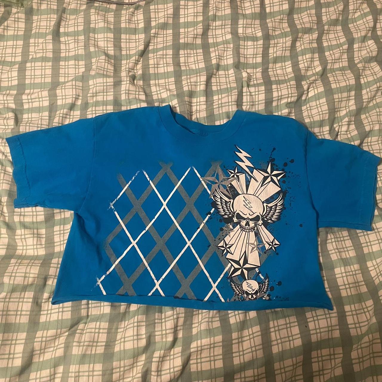 y2k grunge goth skull top (cropped) fits size... - Depop