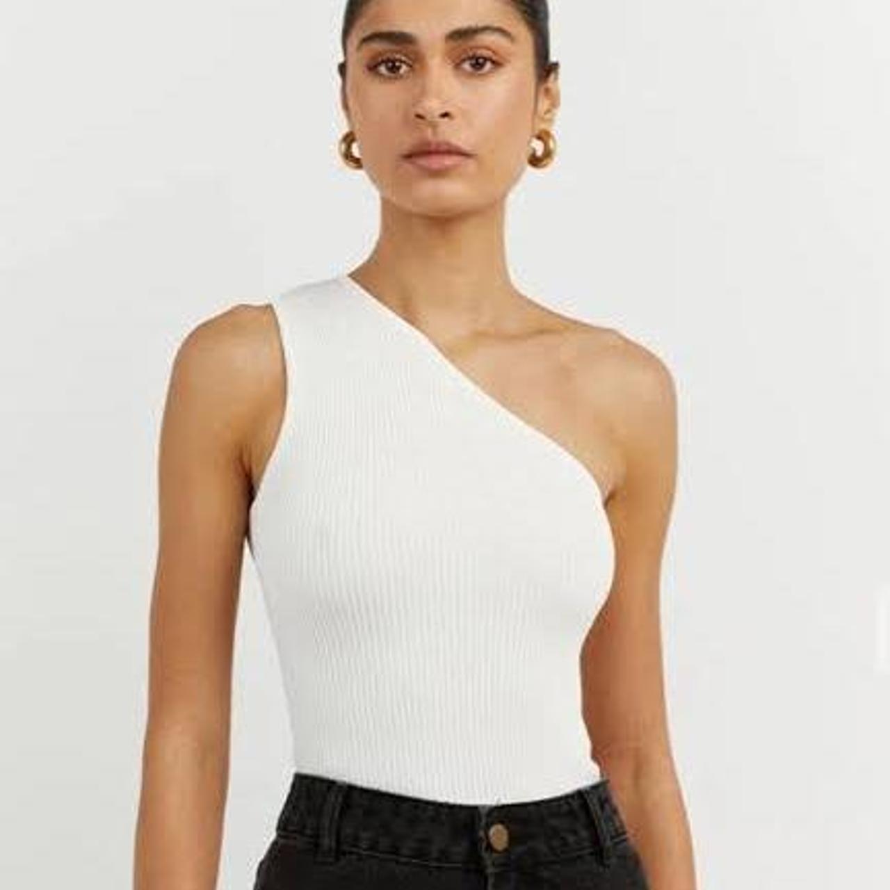 Dissh white knit one shoulder top. New. Never worn... - Depop