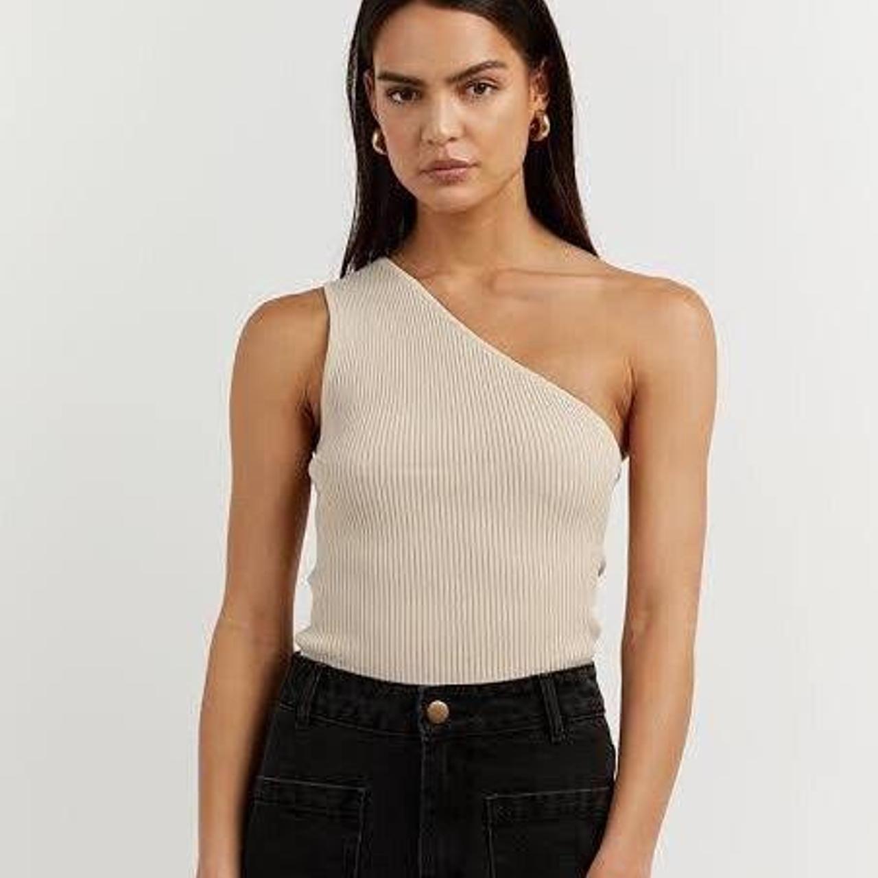 Dissh white knit one shoulder top. New. Never worn... - Depop
