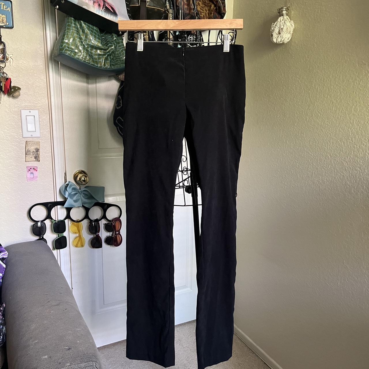 XOXO straight leg black pants with minimalist zipper... - Depop