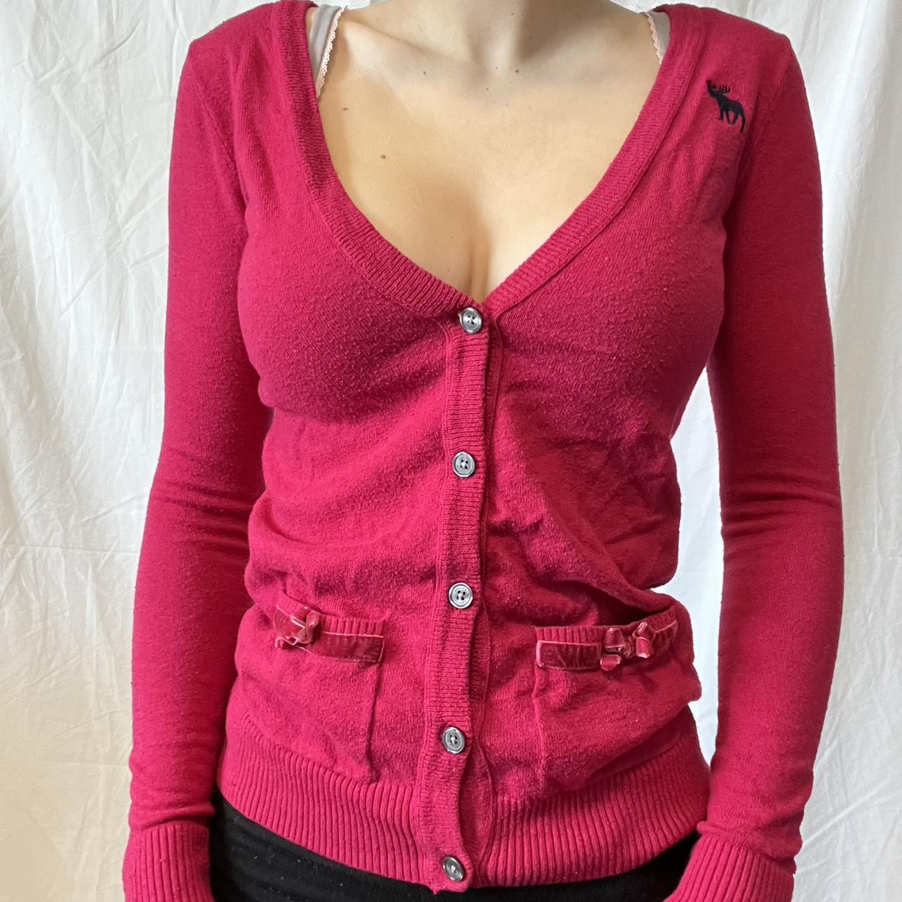 Hot pink cardigan Y2k Abercrombie and fitch... - Depop