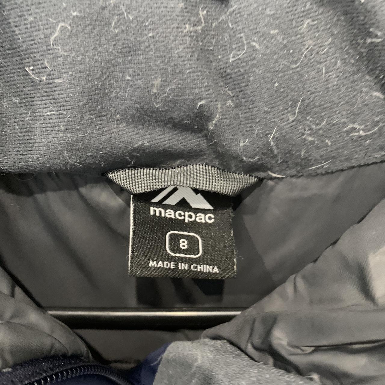 Macpac jacket in navy blue. Has a few little holes... - Depop