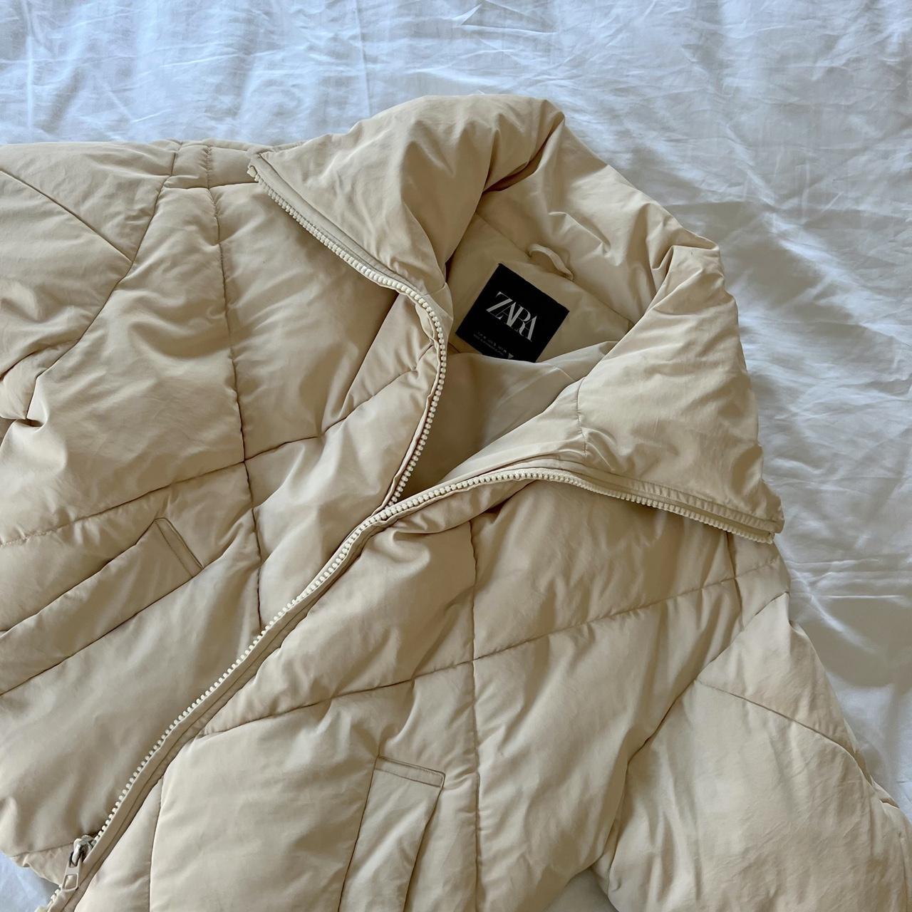 Zara cream puffer jacket usa size medium! Never worn... - Depop