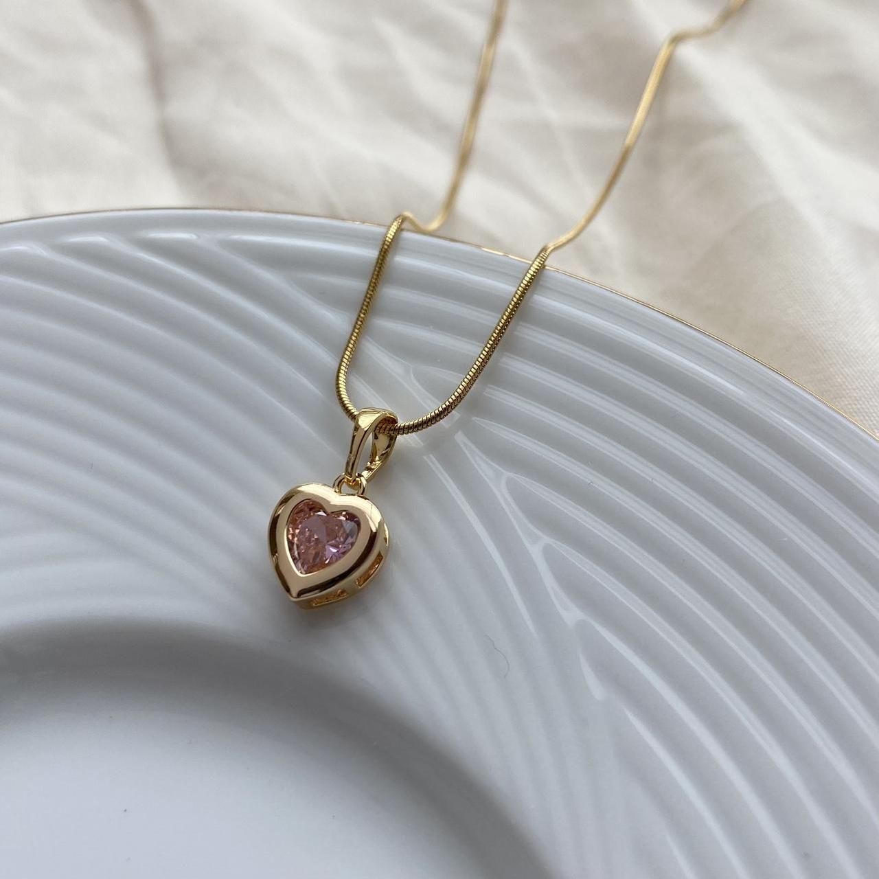 Genesis Necklace • Pink/Gold 18k gold plated over... - Depop