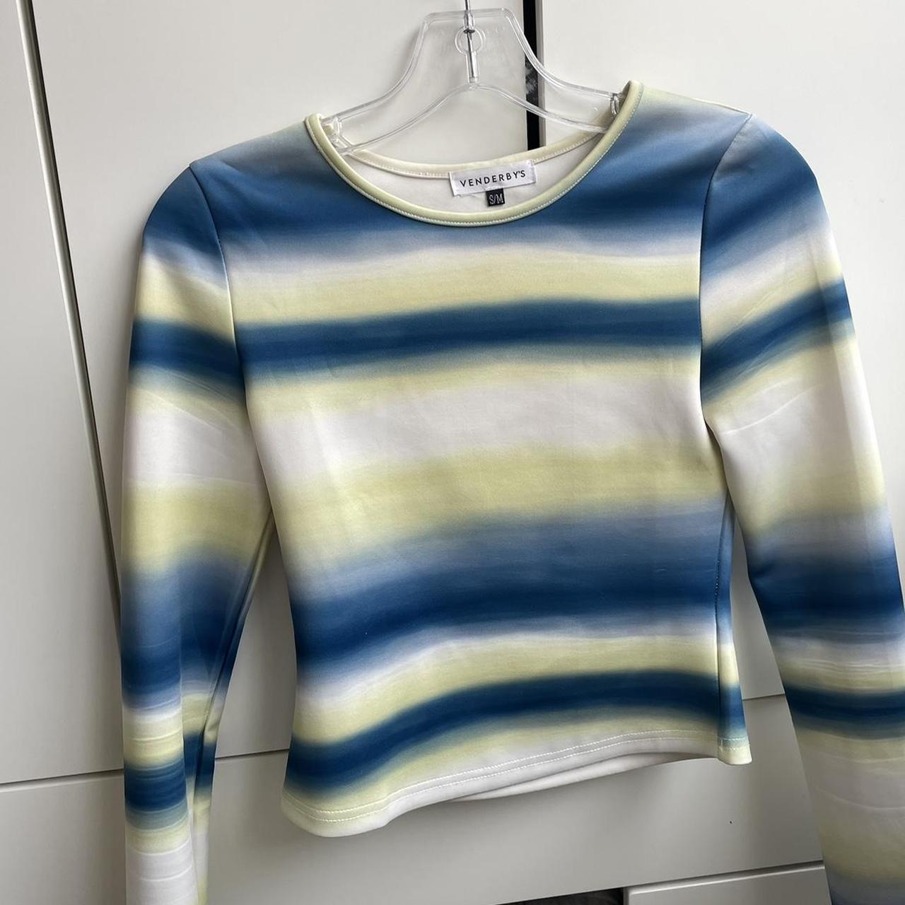 Venderbys stripped top 💙🤍💛 Thick material Sickest... - Depop