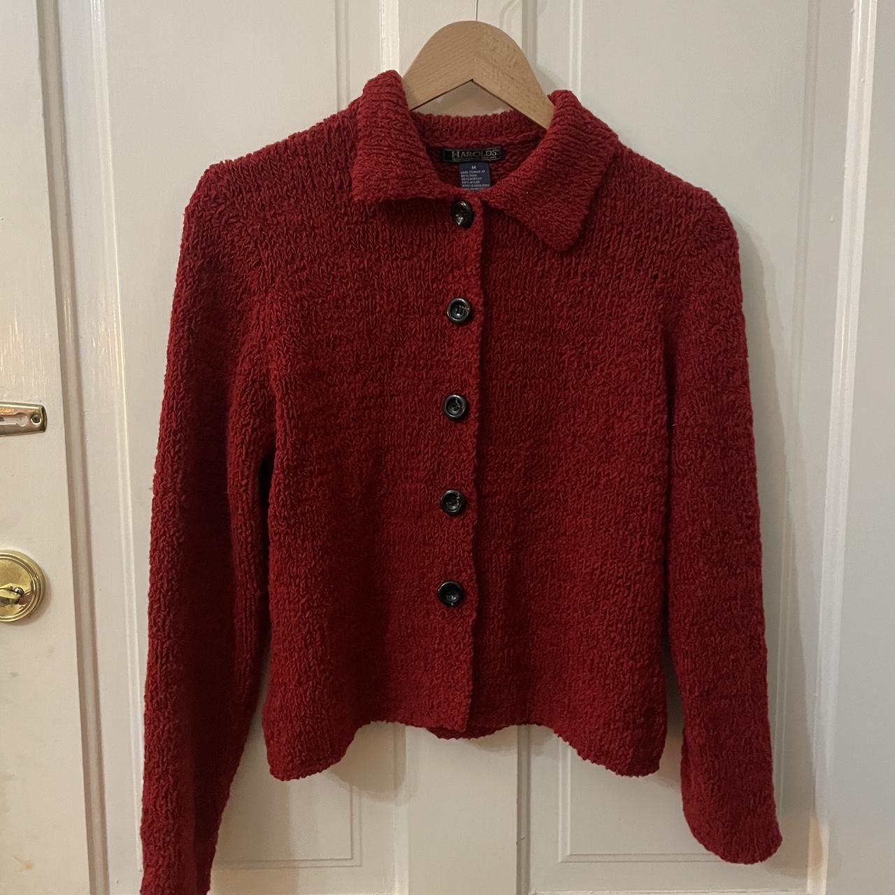 red button up sweater - Depop