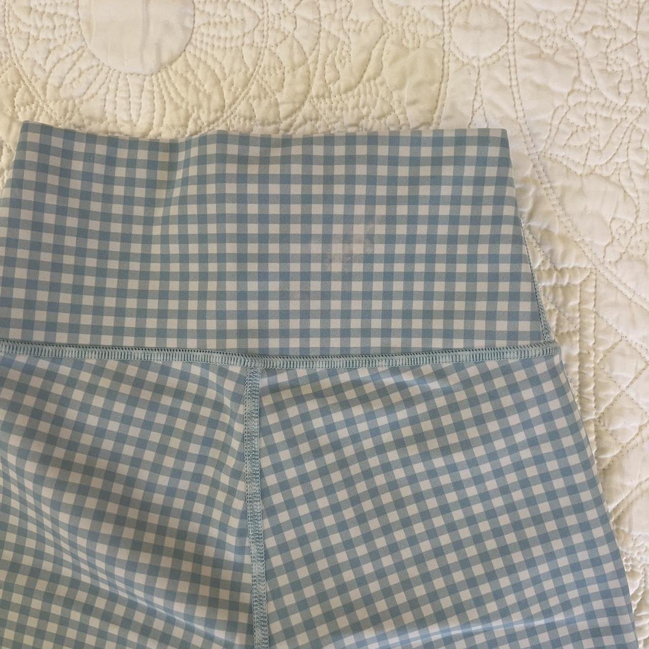 Alo Yoga blue and white gingham workout... - Depop