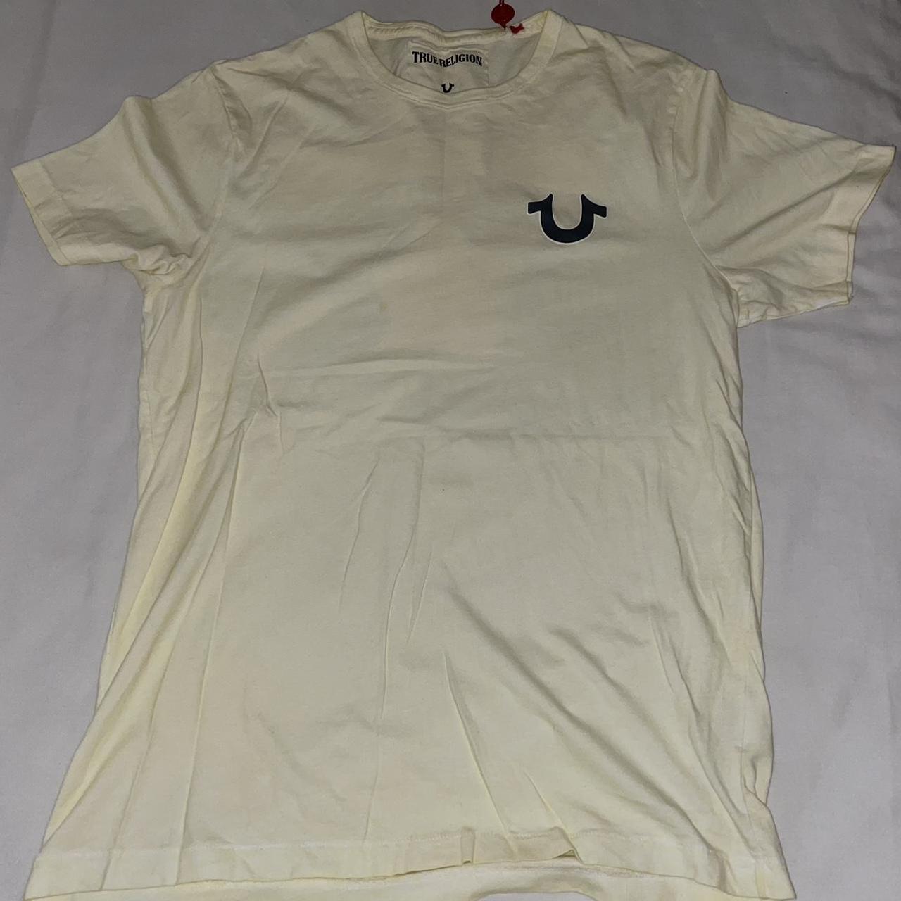 True Religion Men's Cream T-shirt | Depop