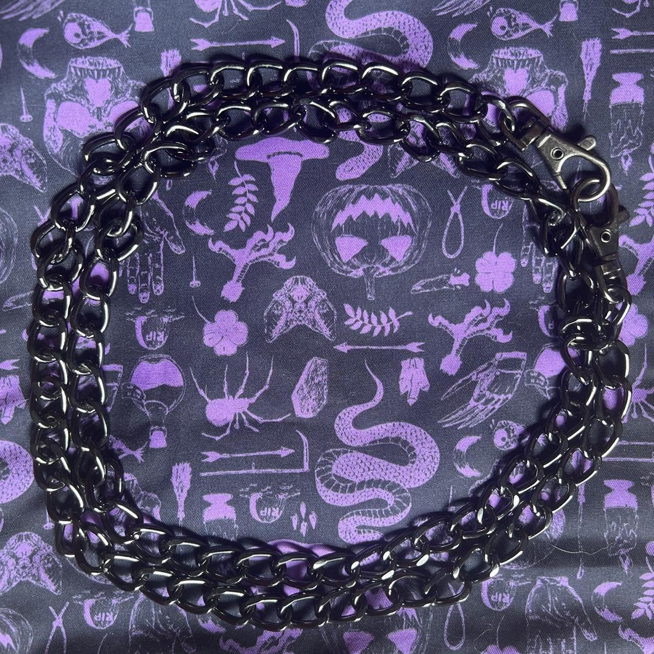 Stainless steel Black Chain double loop necklace... - Depop