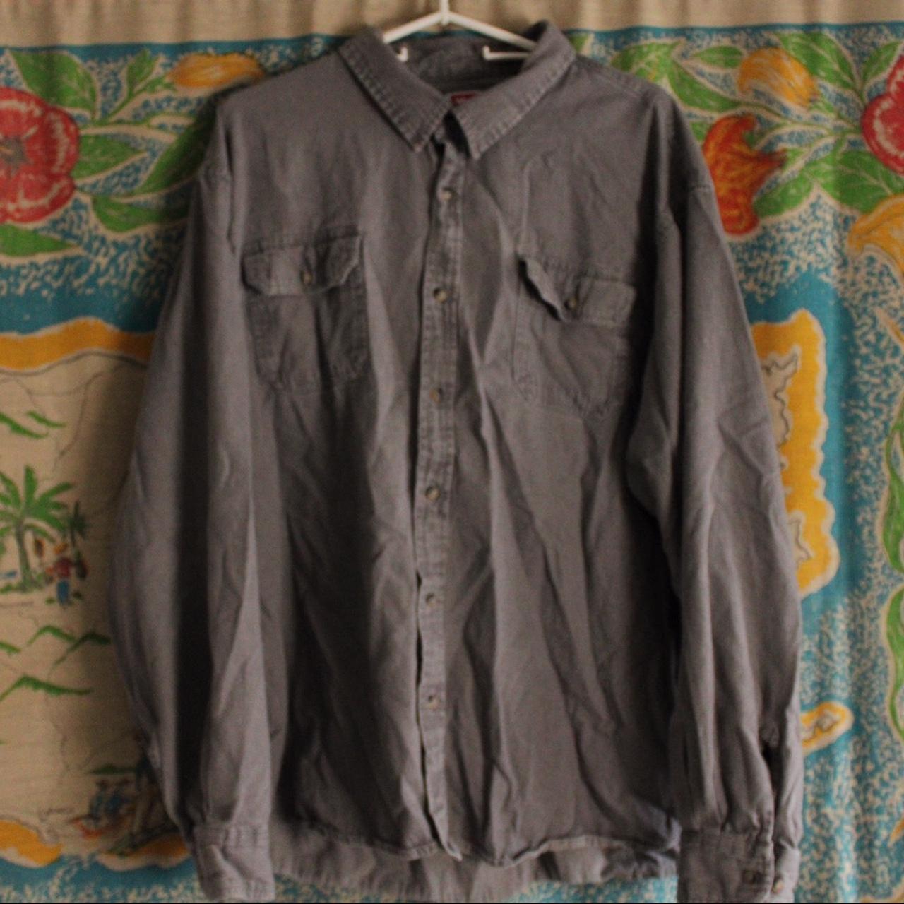 Wrangler light grey button up A few loose strings... - Depop