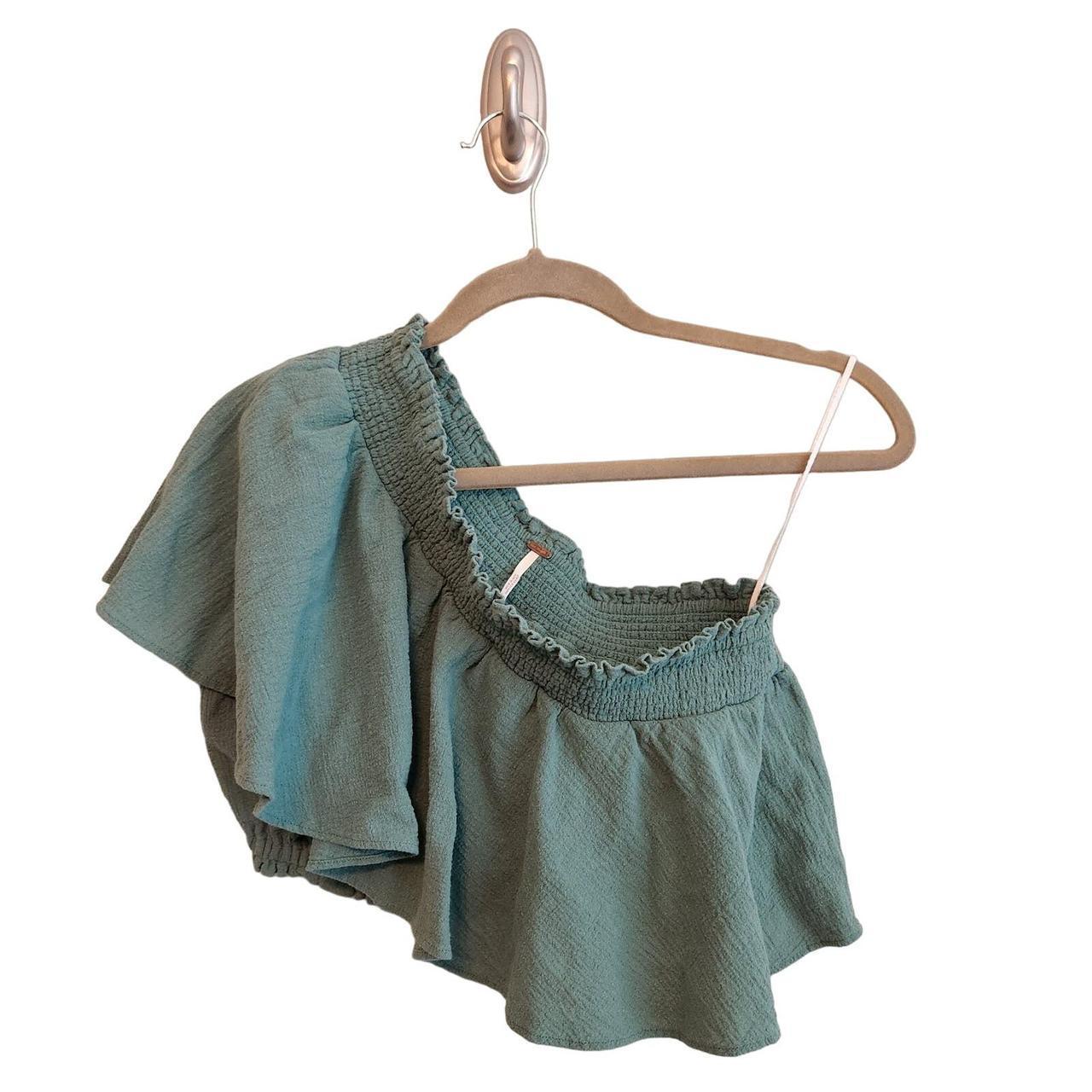 One Shoulder Ruffle Crop Top by Free... | Depop
