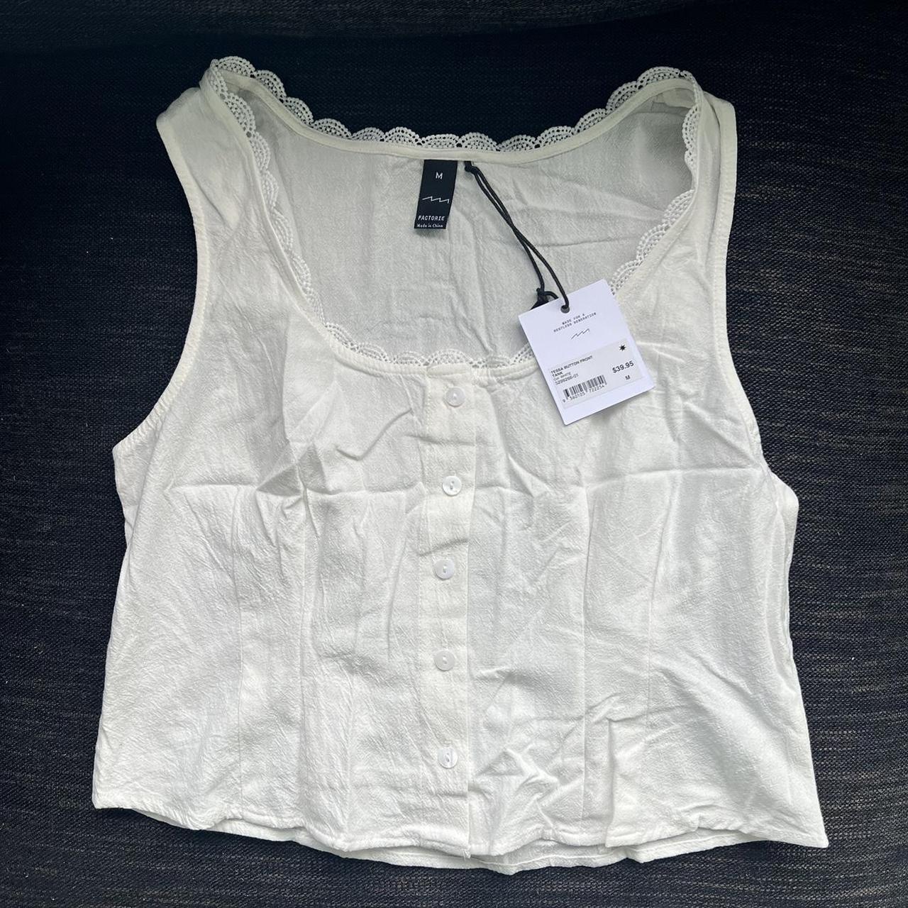 White top with lace trim Brand new with tags.... - Depop