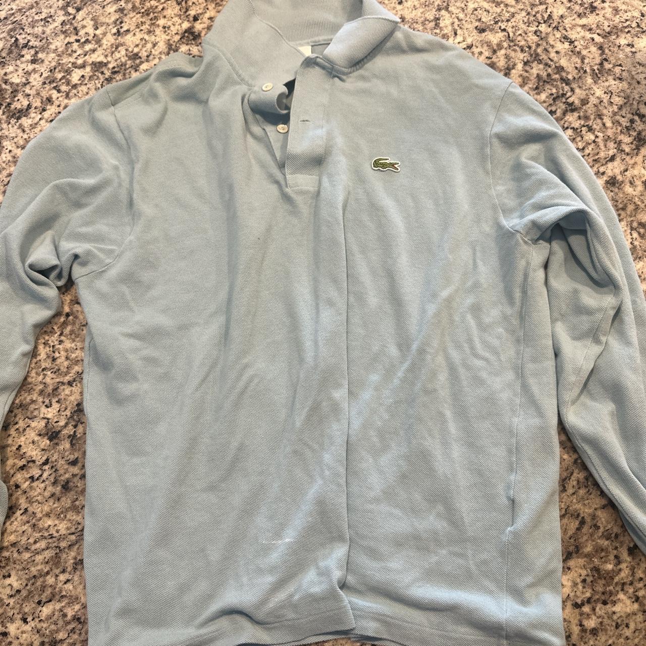 Large Lacoste teal 3 button long sleeve - Depop