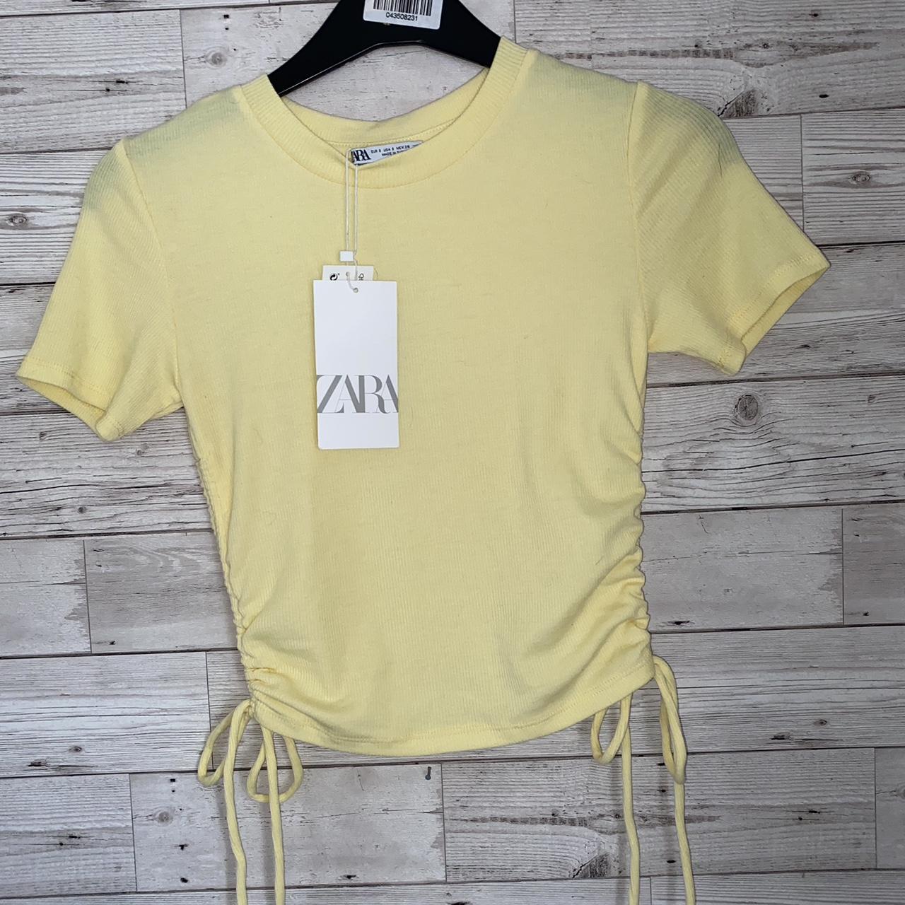 ZARA Yellow Drawstring Crop Top Size Small Perfect... - Depop