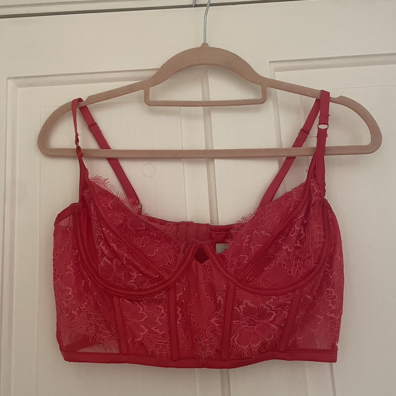 Oh polly pink corset style top Worn once good... | Depop