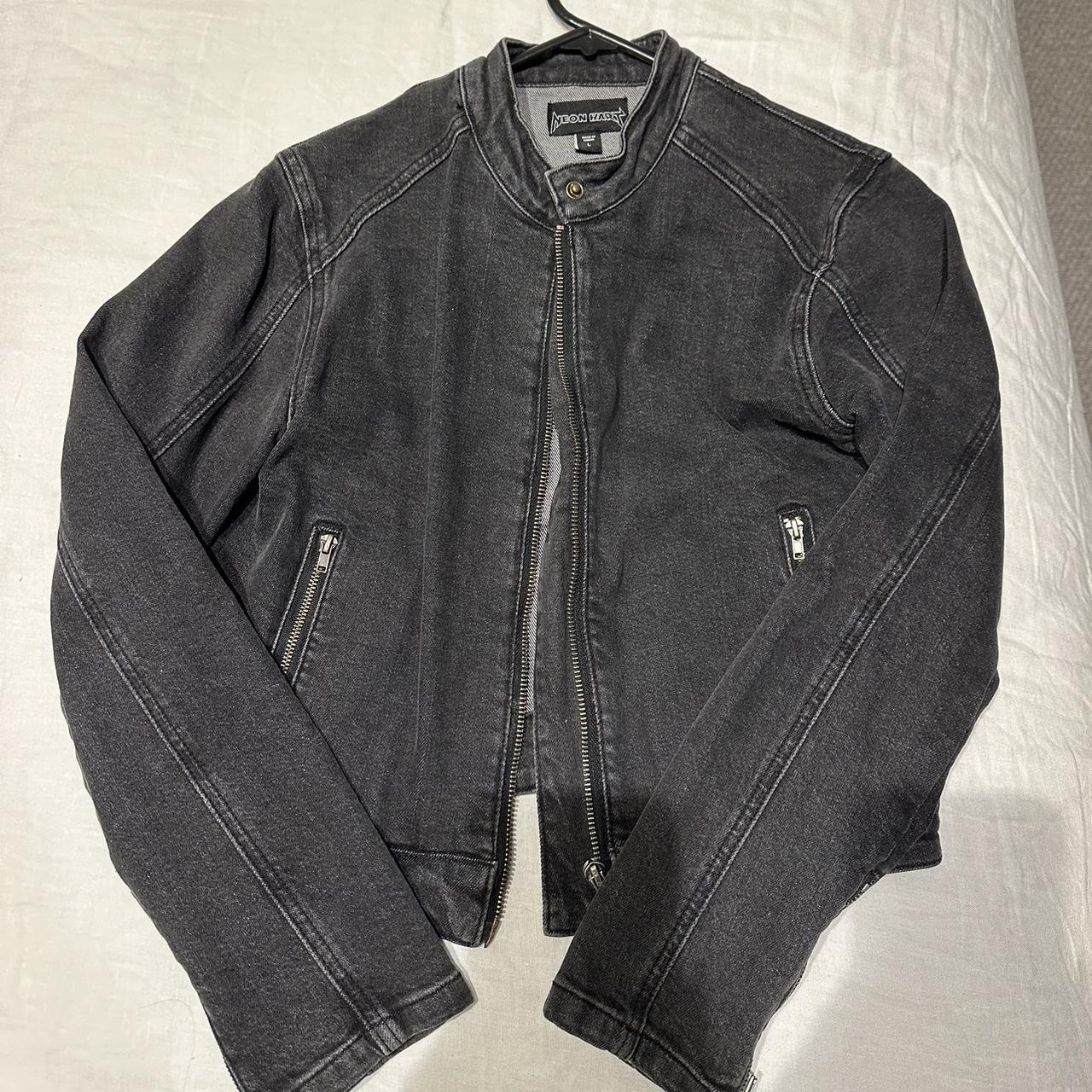 NEON HART - BLACK WASHED JACKET SIZE L - Worn once - Depop