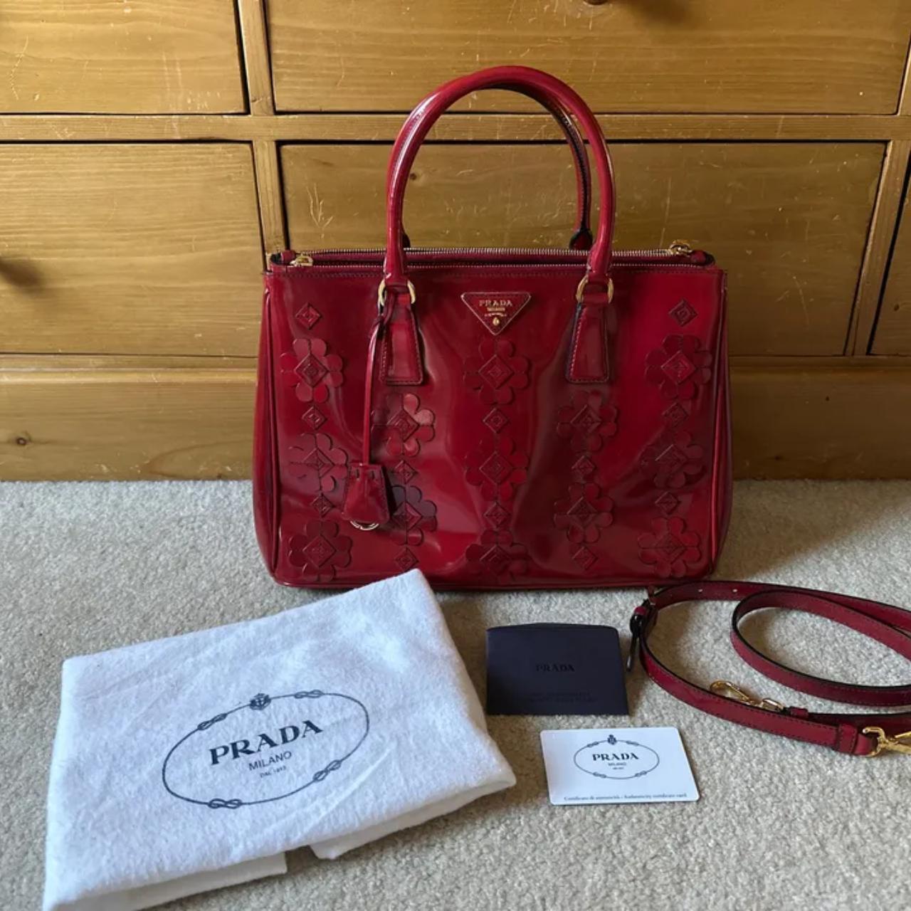Authentic Prada Red Patent Leather Tote Bag - Depop