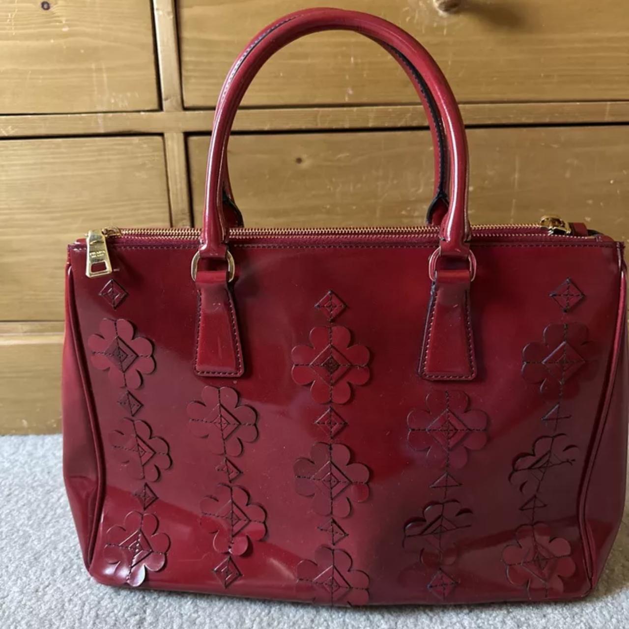 Authentic Prada Red Patent Leather Tote Bag - Depop