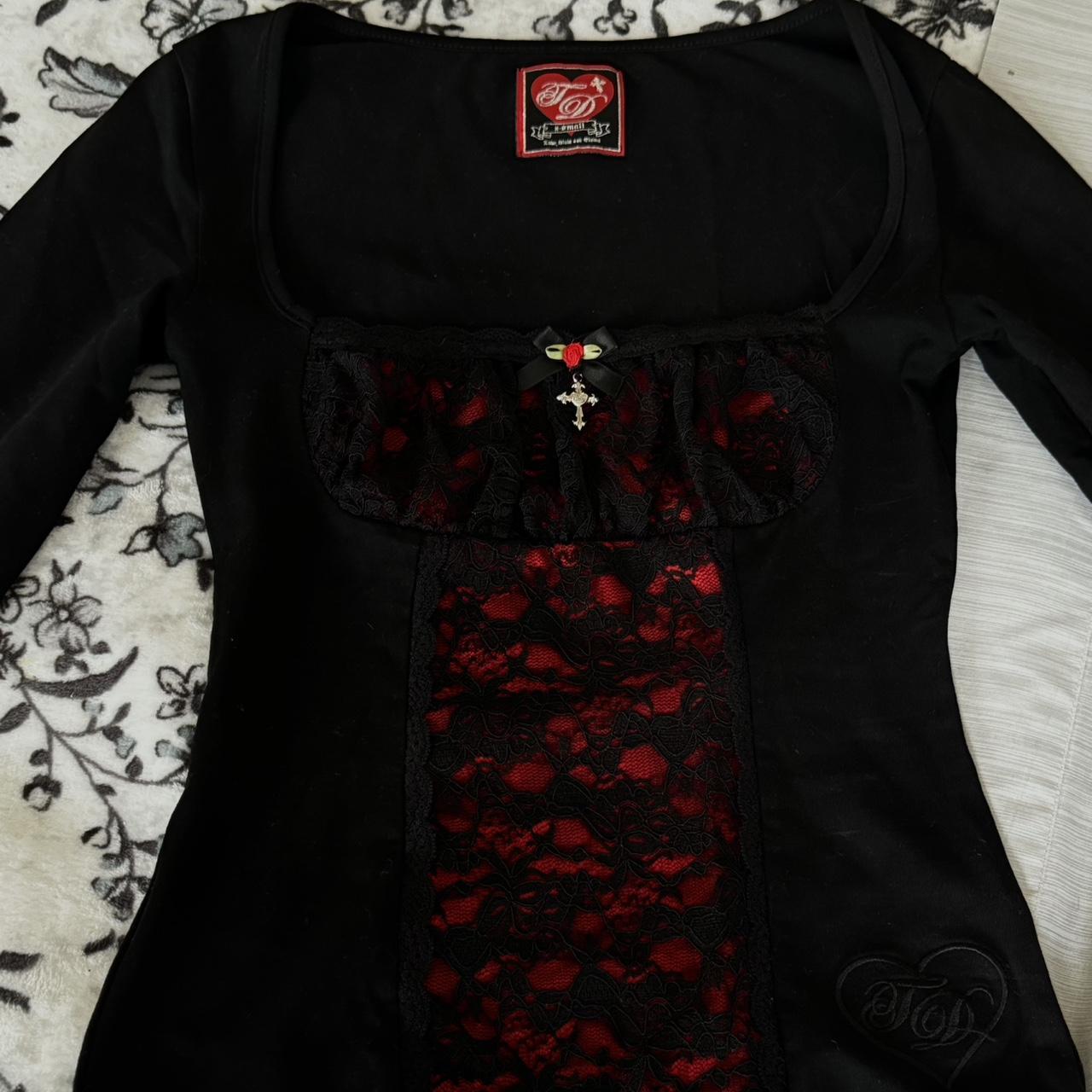 Black and red gothic lace top by the brand Truth or... | Depop