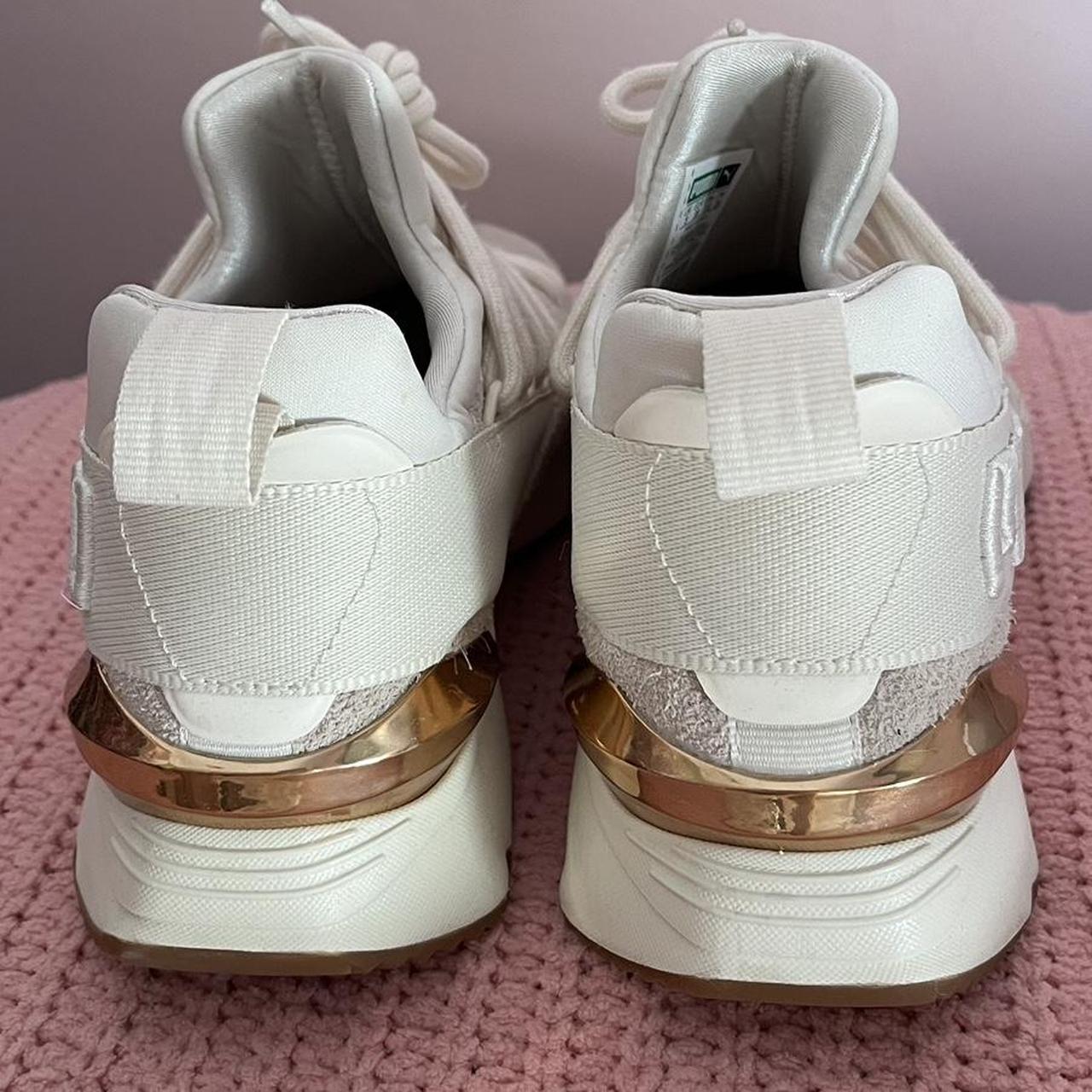 Puma cream nude and gold sneaker! Worn less than a... - Depop