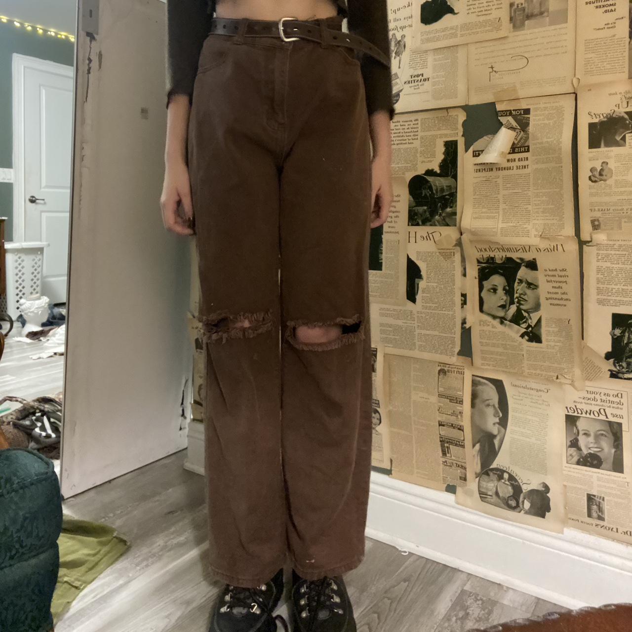 BROWN RIPPED JEANS 30 x 28 *PLEASE READ SHOP UPDATE... - Depop