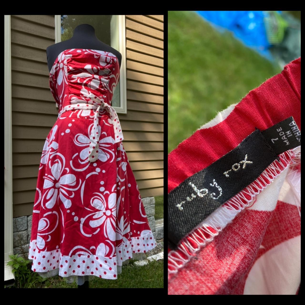 RUBY ROX 2000s RED WHITE POLKA DOT PINUP DRESS... - Depop