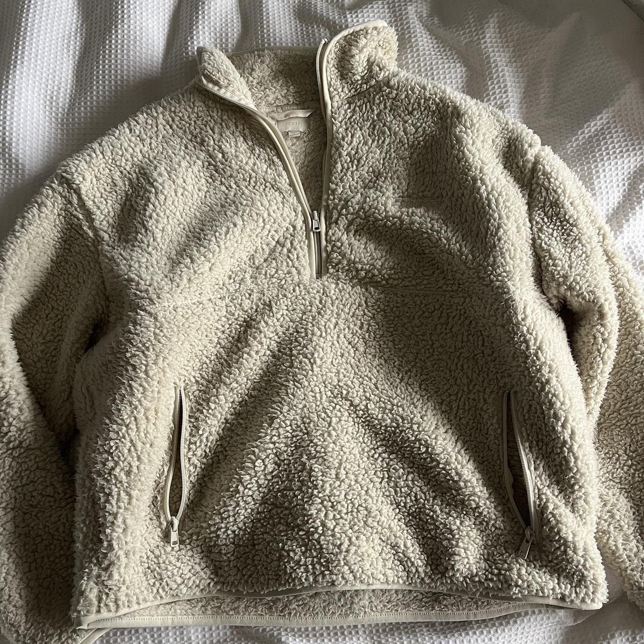 skims fluffy cream zip up pullover size m worn once... - Depop