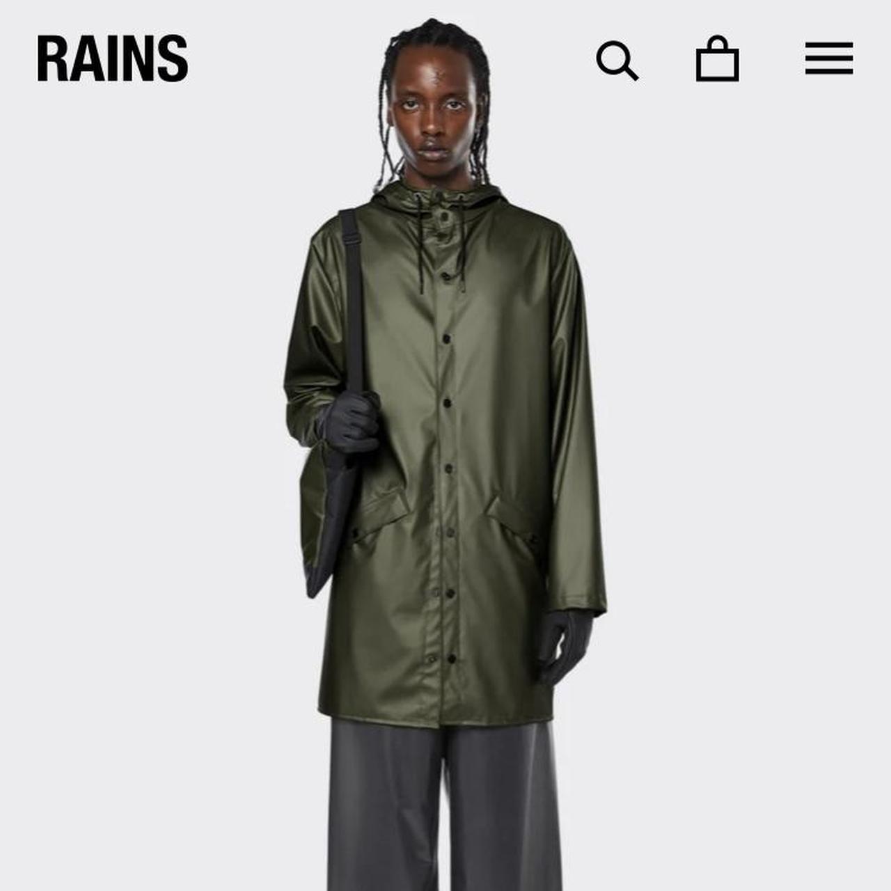 Rains 12020 long jacket silver pine size small worn... - Depop