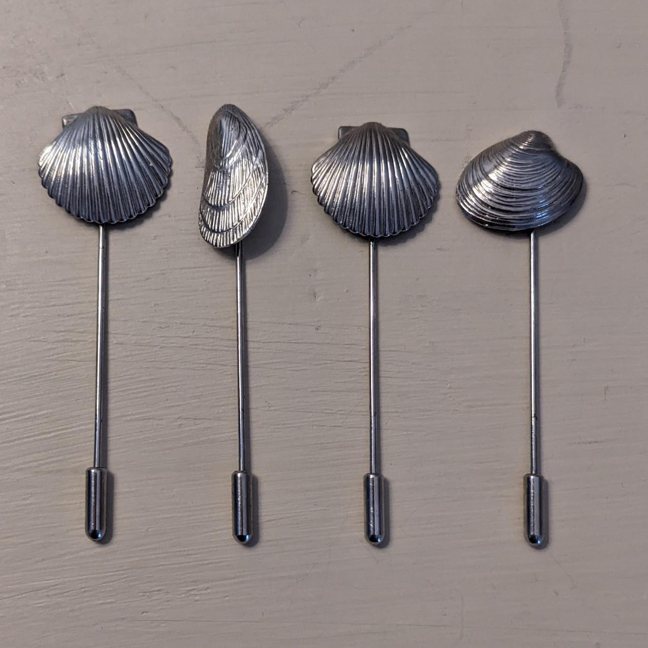 Set of 4 lapel stick pins. Shell, mussel / oyster,... - Depop
