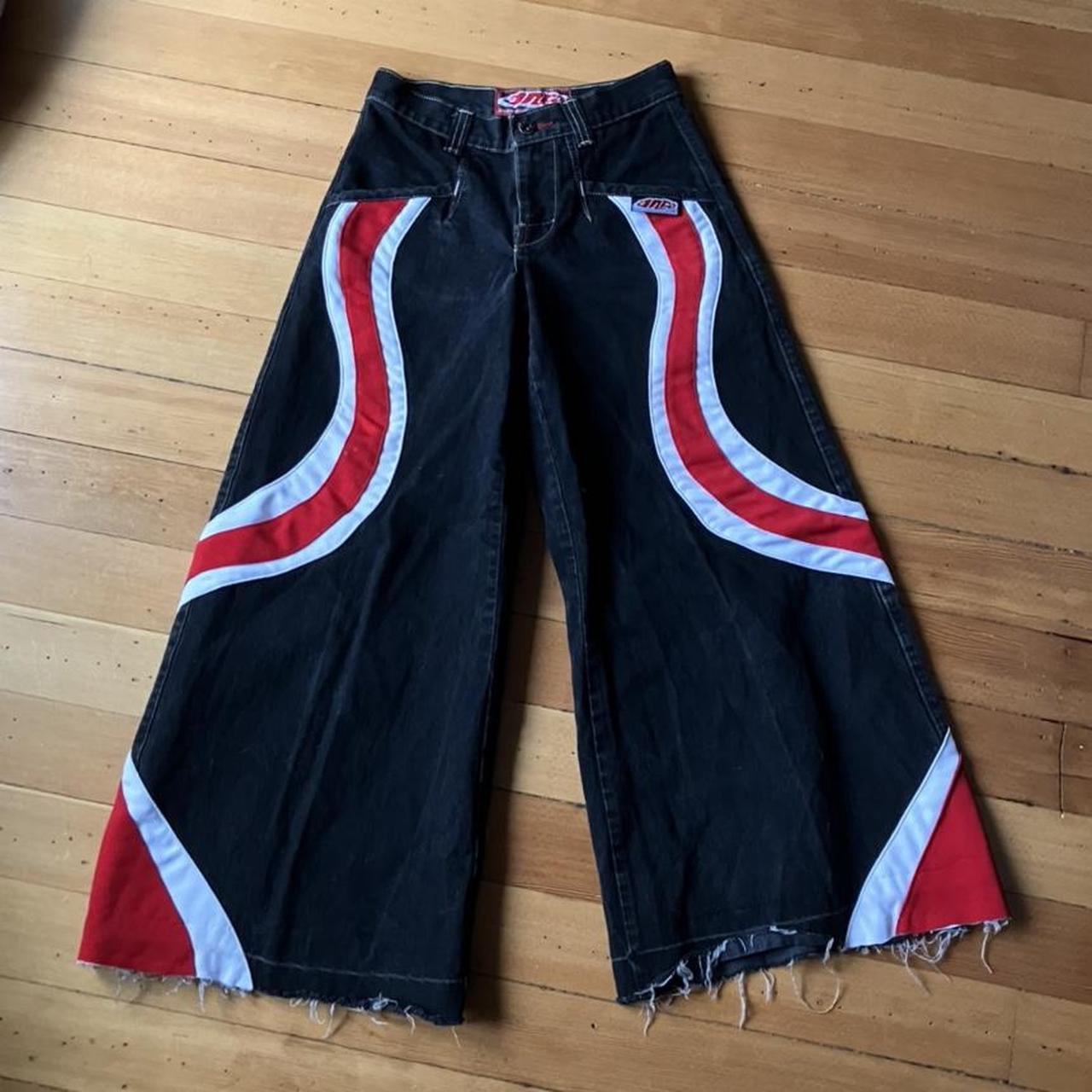 JNCO Women's Red and Black Jeans | Depop