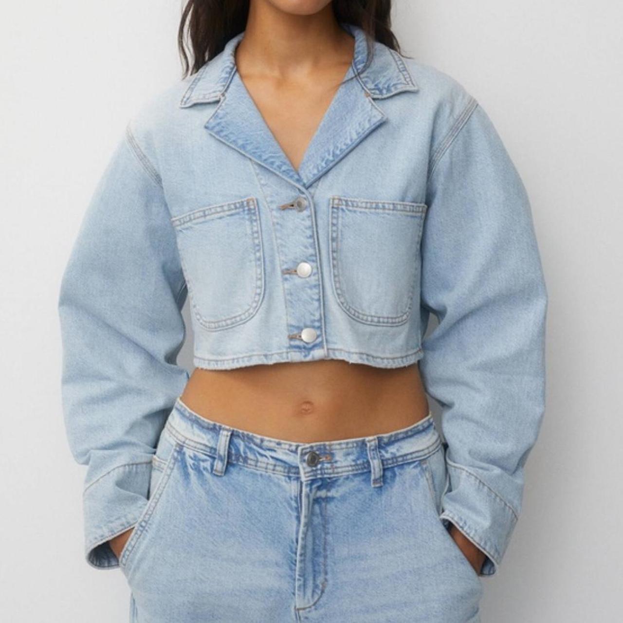 Cropped denim jacket / top Bnwt - only tried on.... - Depop