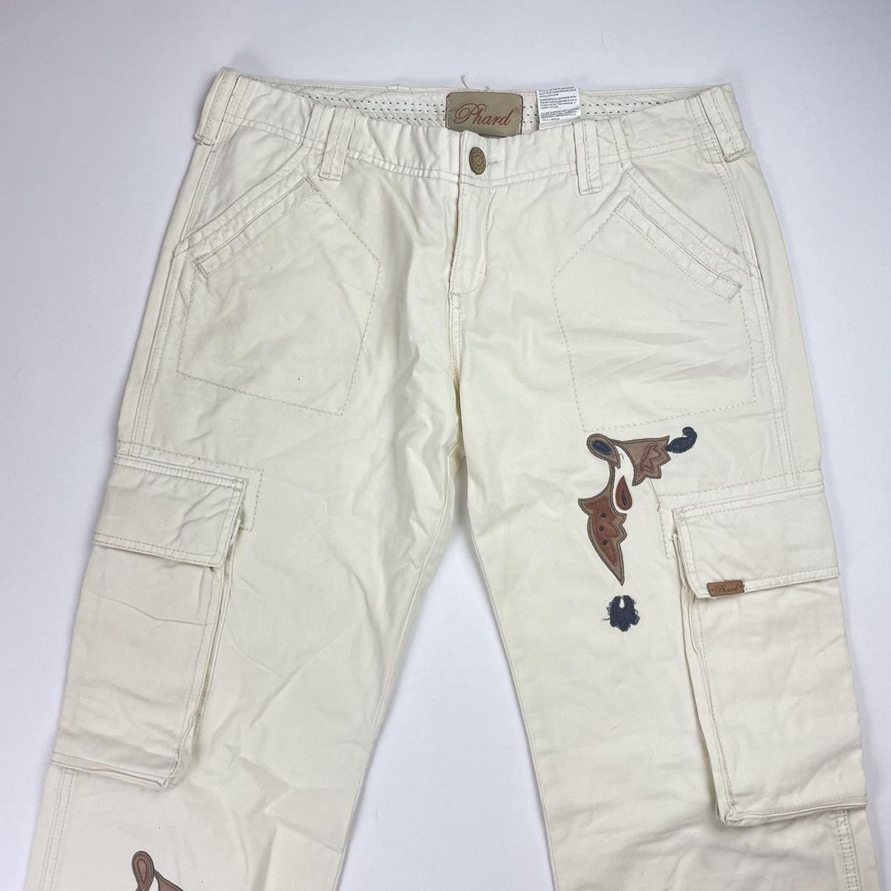 Phard jeans 🧸🎀 cream 2000’s low rise cargo jeans... - Depop