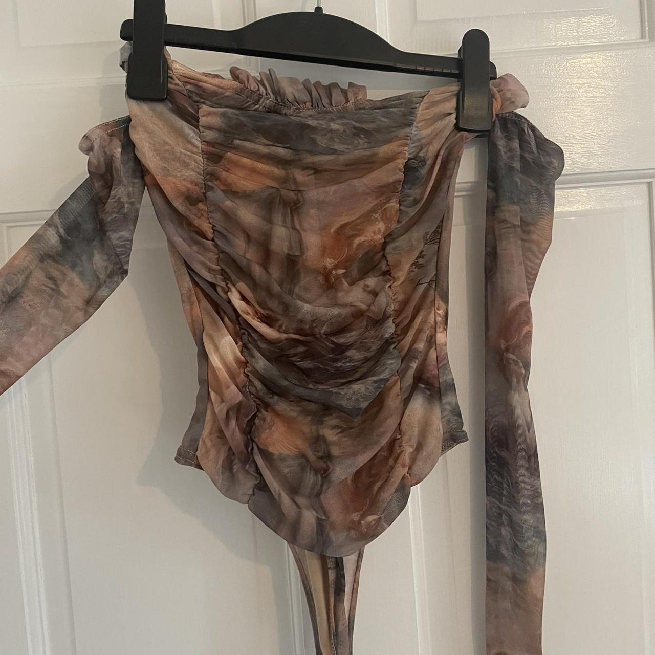 PLT Mesh Bodysuit Renaissance Cold Shoulder with... - Depop