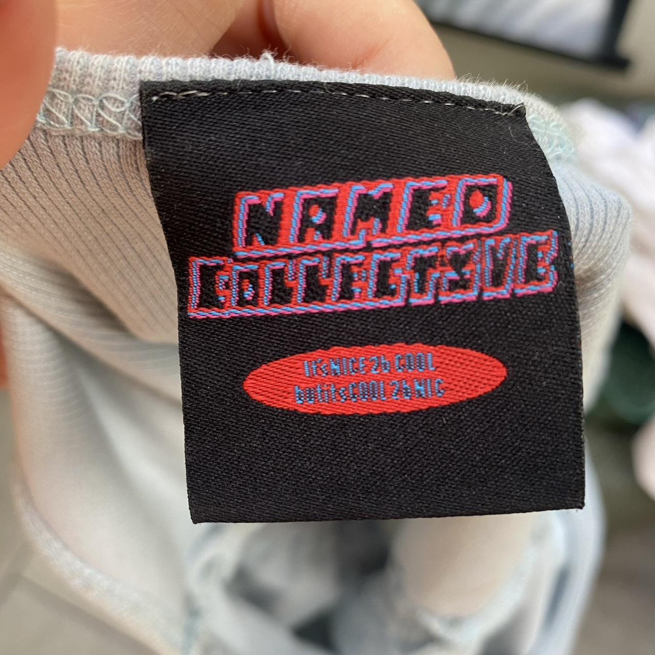 Named collective baby blue diamanté crop top with... - Depop