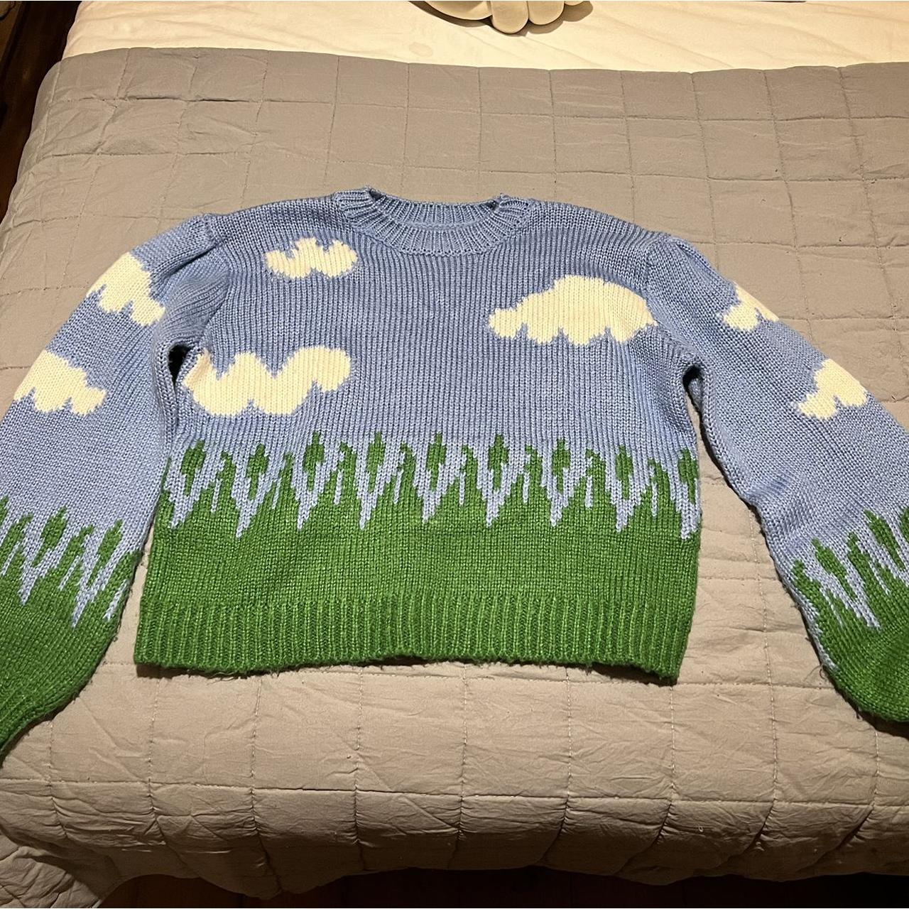 Blue clouds nature jumper would fit size 8-10 - Depop