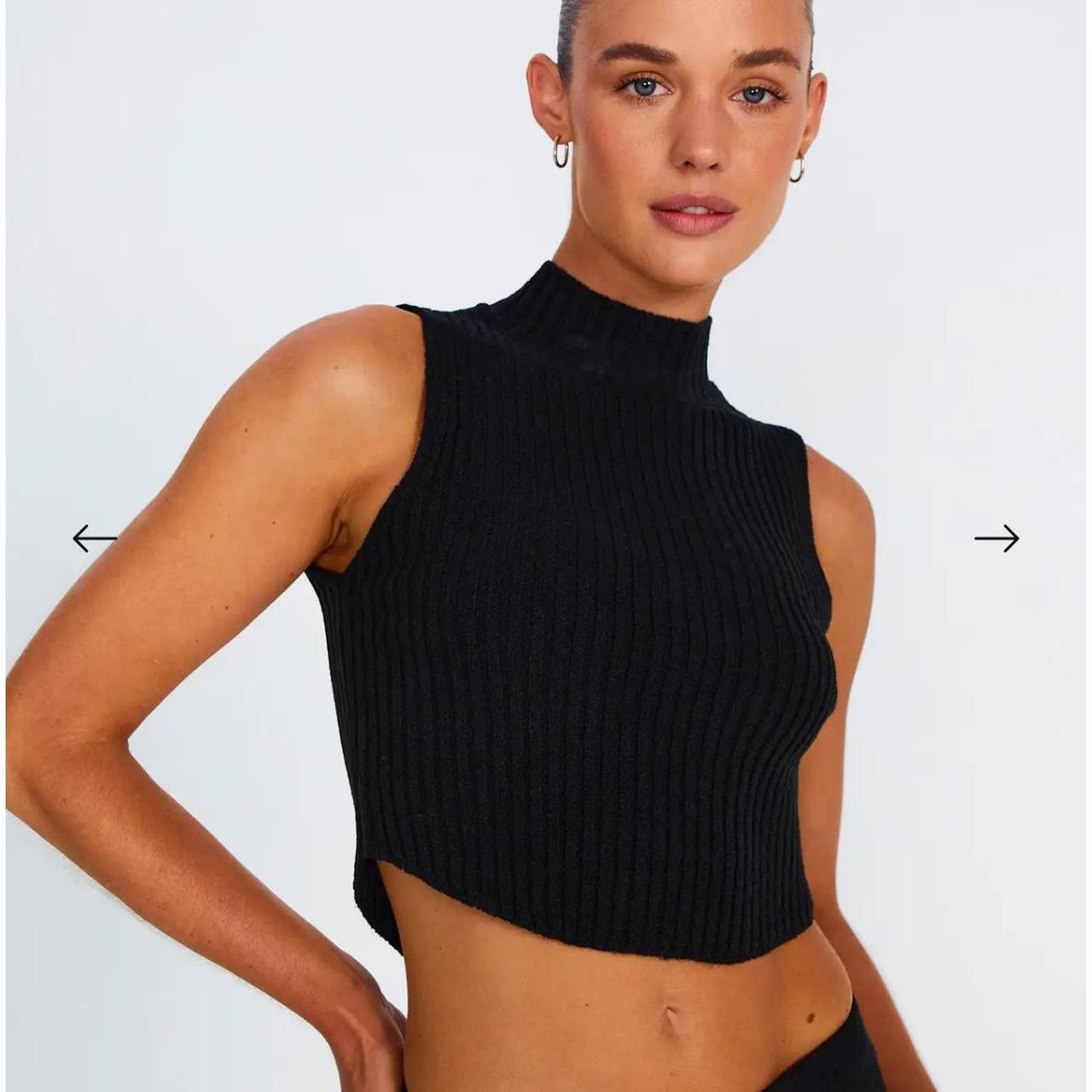 GLASSONS high neck ribbed black tank top RRP:... - Depop