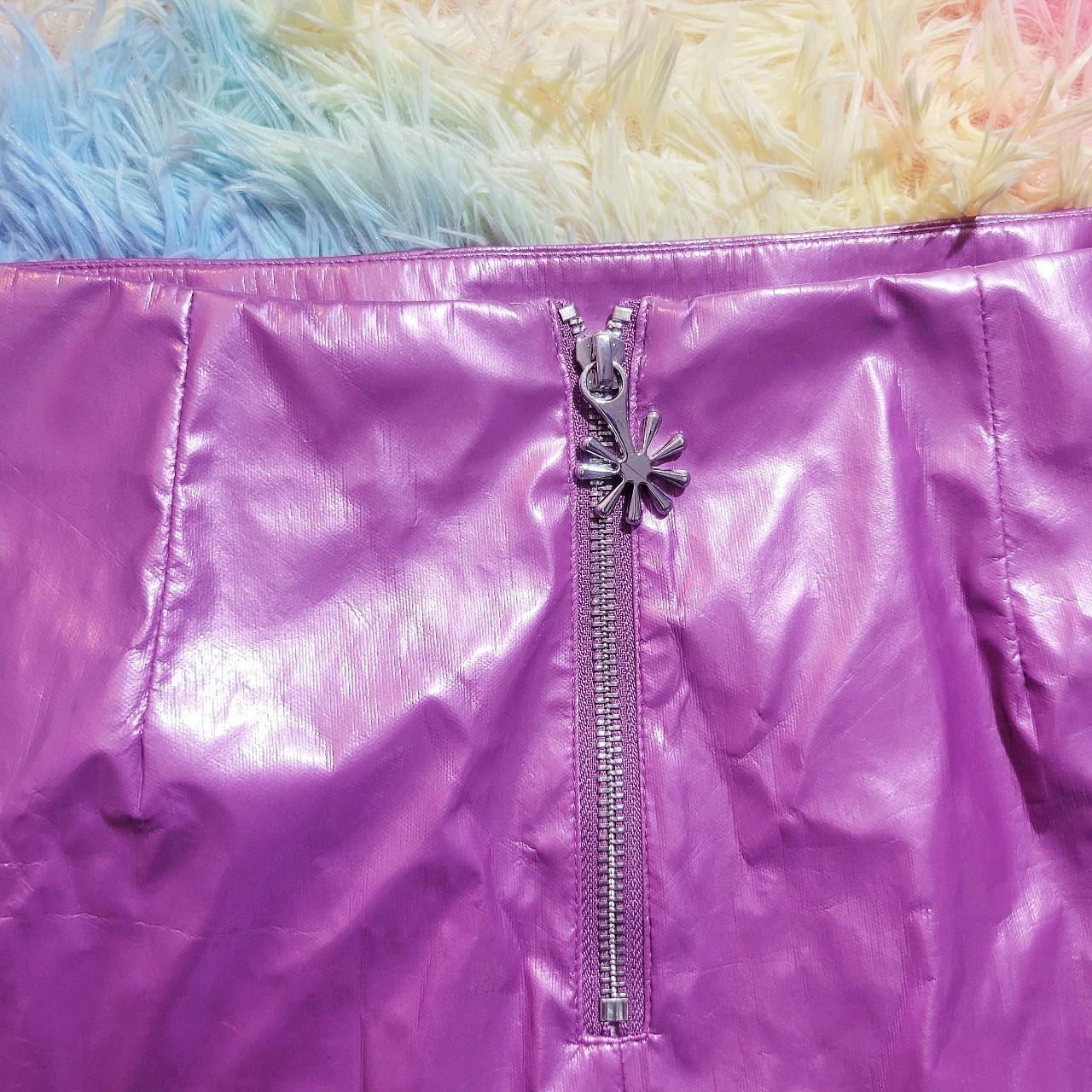 Delia's Dollskill Pink Rainbow Vinyl Skirt ── ⋆⋅♡⋅⋆... - Depop