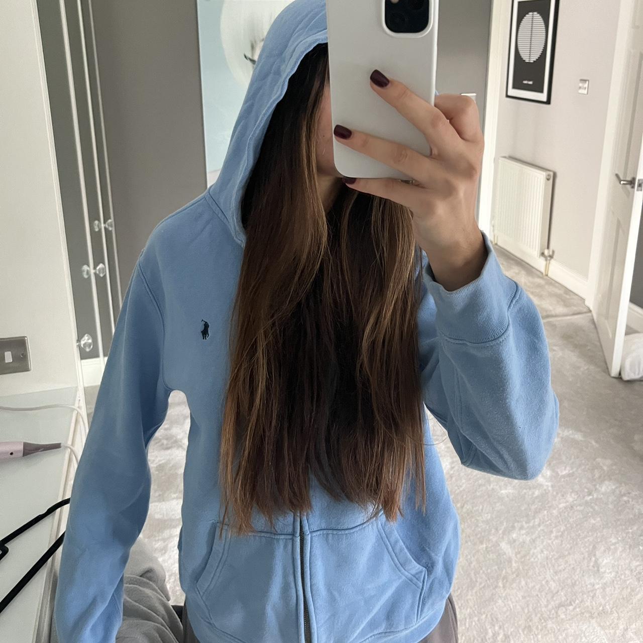 Baby blue Ralph Lauren zip through hoodie- barely worn - Depop