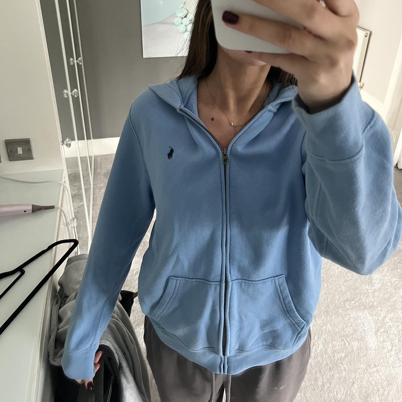 Baby blue Ralph Lauren zip through hoodie- barely worn - Depop