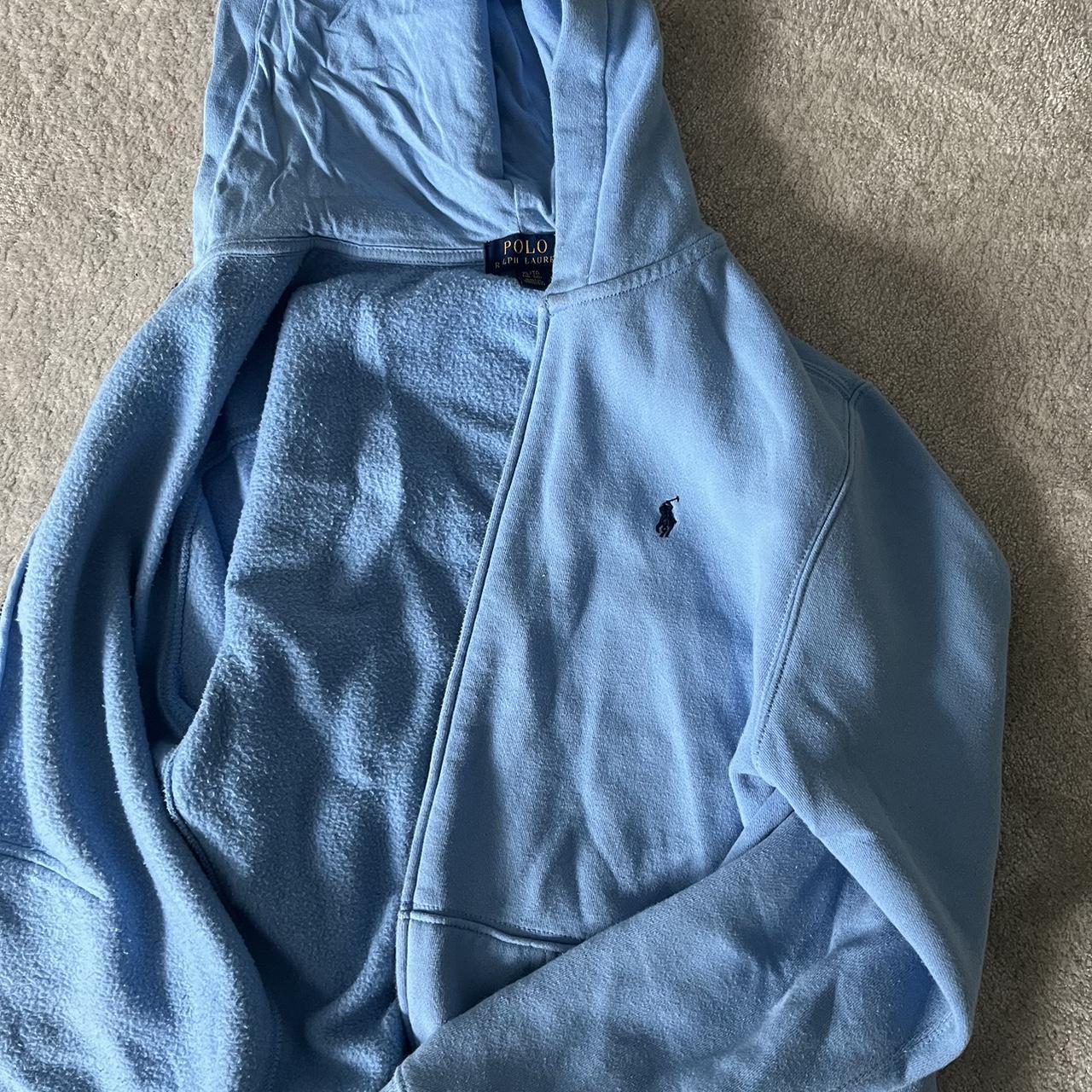 Baby blue Ralph Lauren zip through hoodie- barely worn - Depop