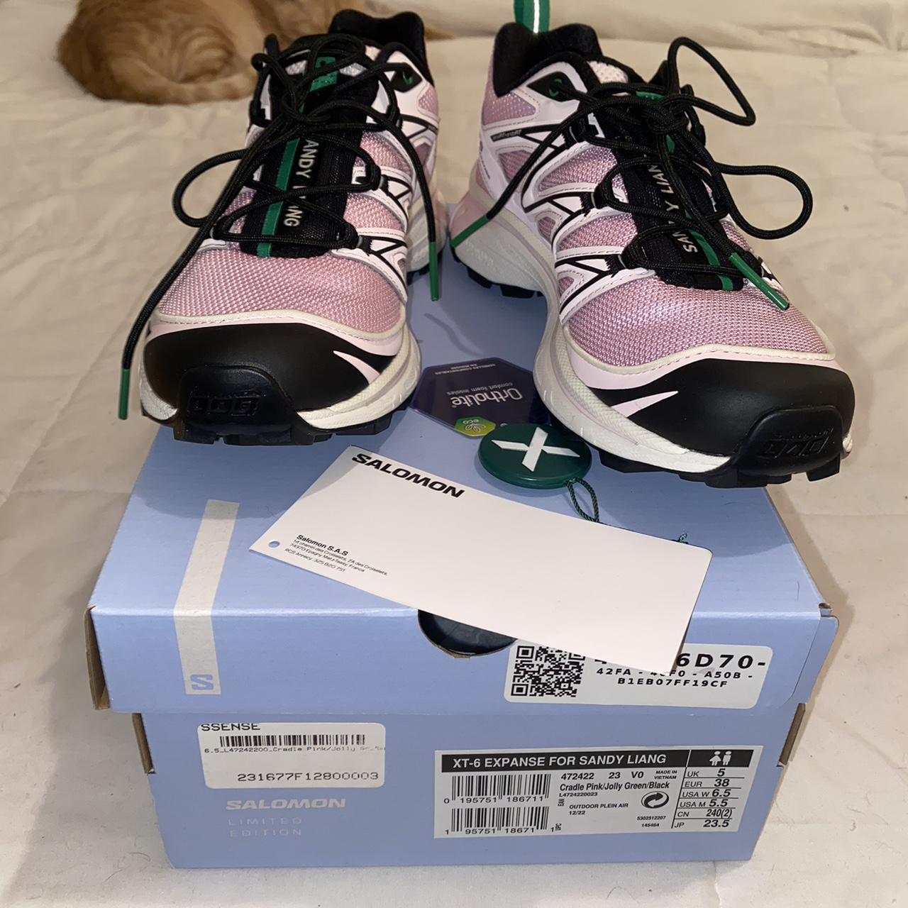 Salomon Women's Pink and White Trainers | Depop