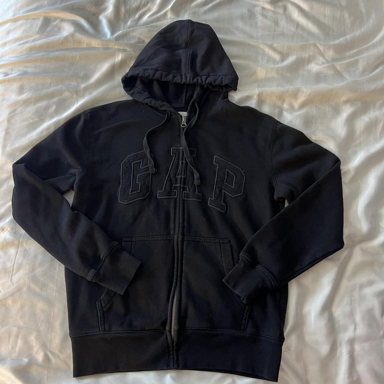 BLACK/GREY MENS GAP ZIP-UP JACKET *fits like a s/m... - Depop