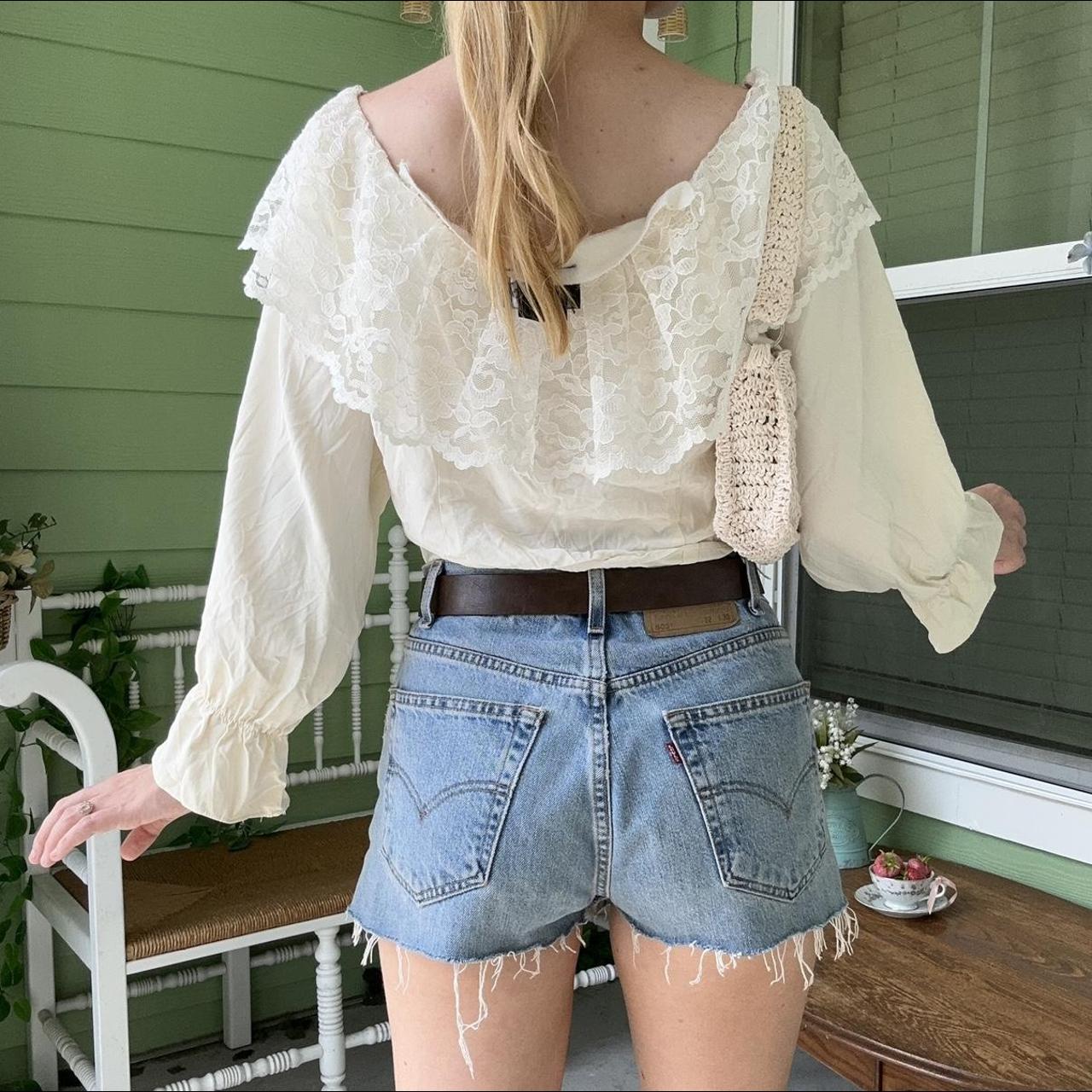 Vintage 80s regency lace fairy cropped blouse 🤍 The... - Depop