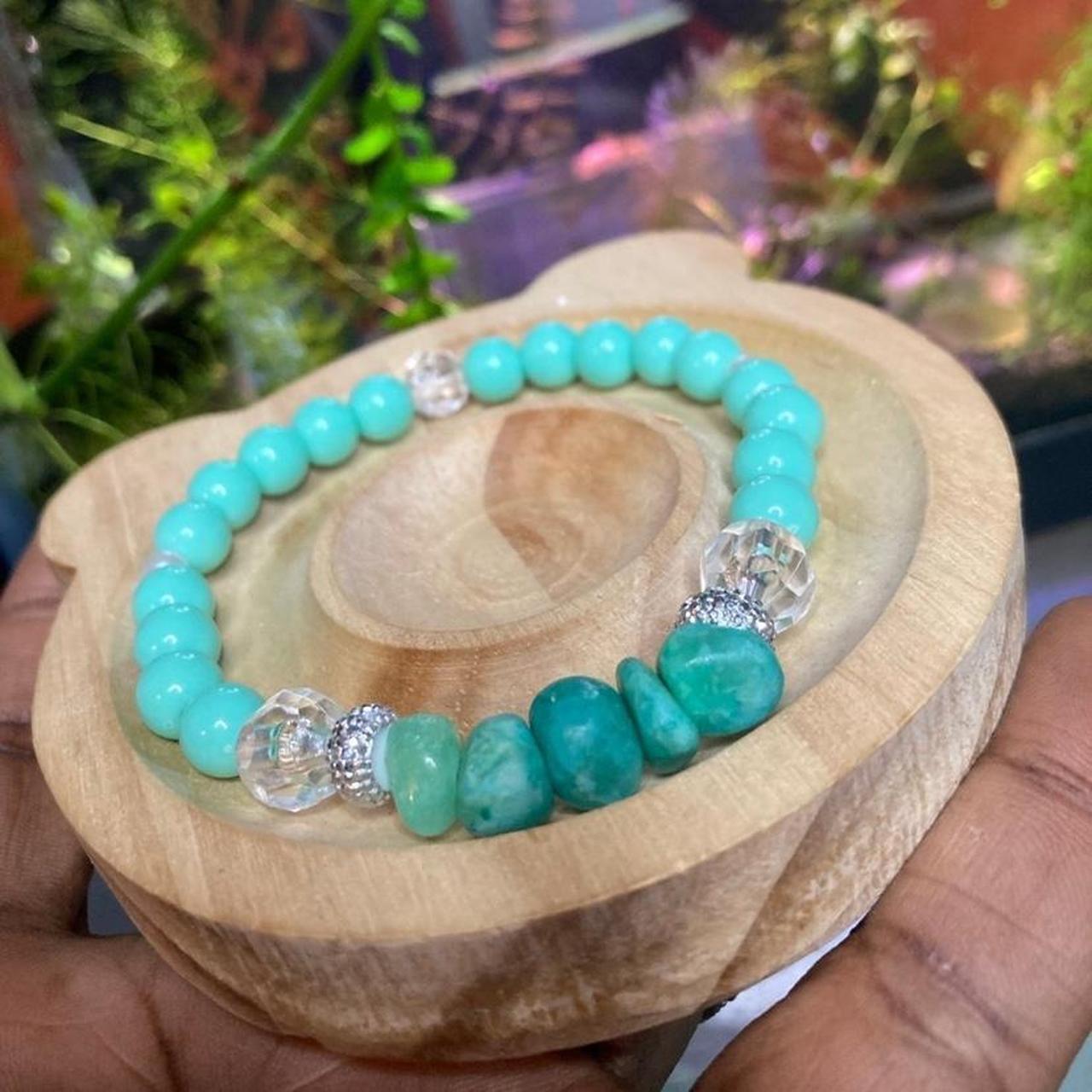 Mint Bead Bracelet Dyed mint green quartz beaded bracelet #green 17 Depop