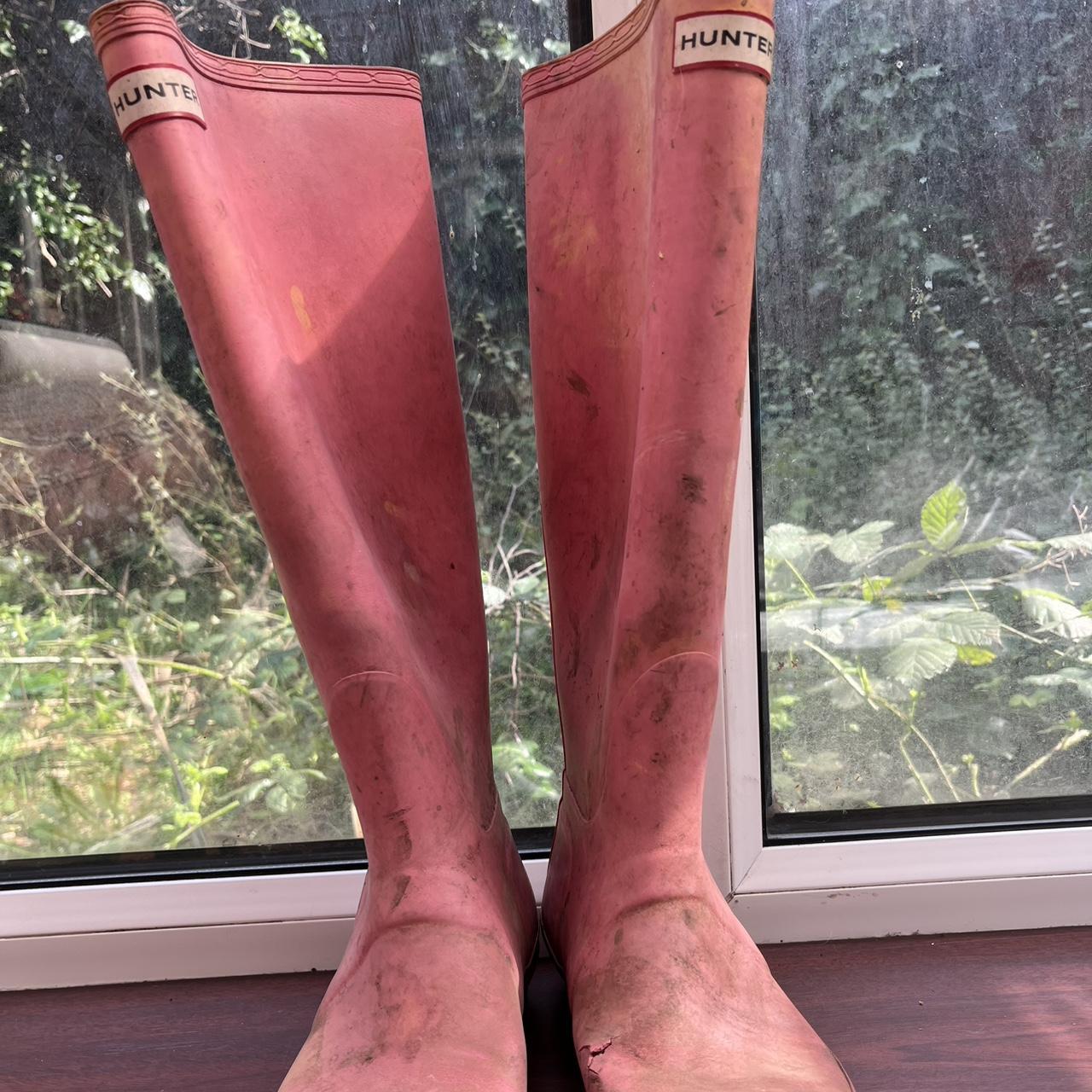Pink hunter wellies uk size 6. Pretty in pink with... | Depop