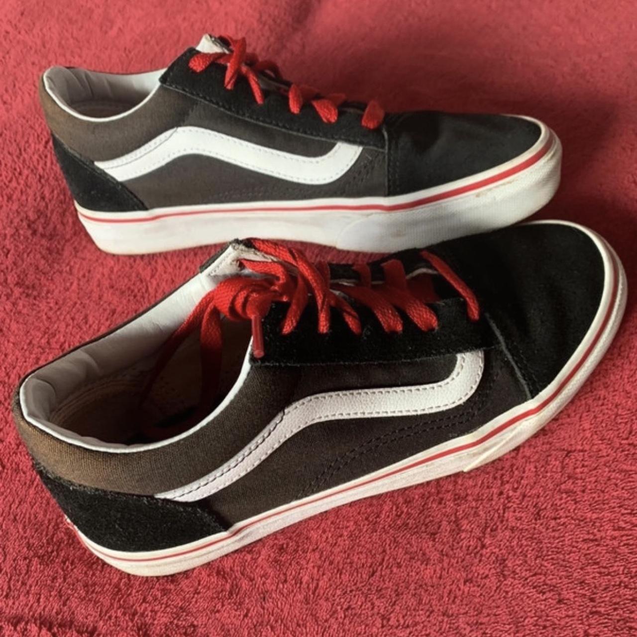 Limited edition red and black old skool vans Work a... - Depop